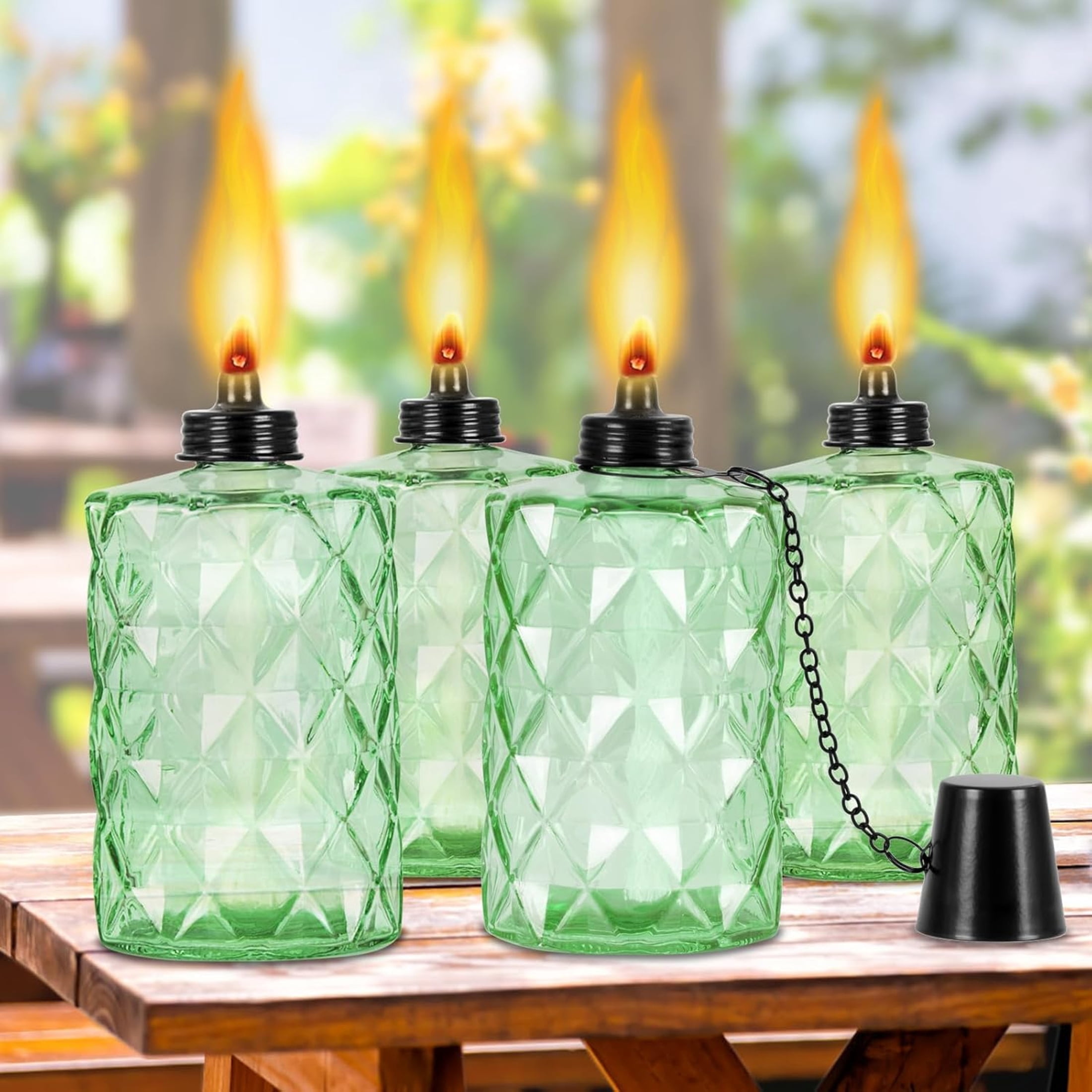 HIBIBUD Glass Table Top Torch,Outdoor Torch Canisters 12 oz,Refill ...