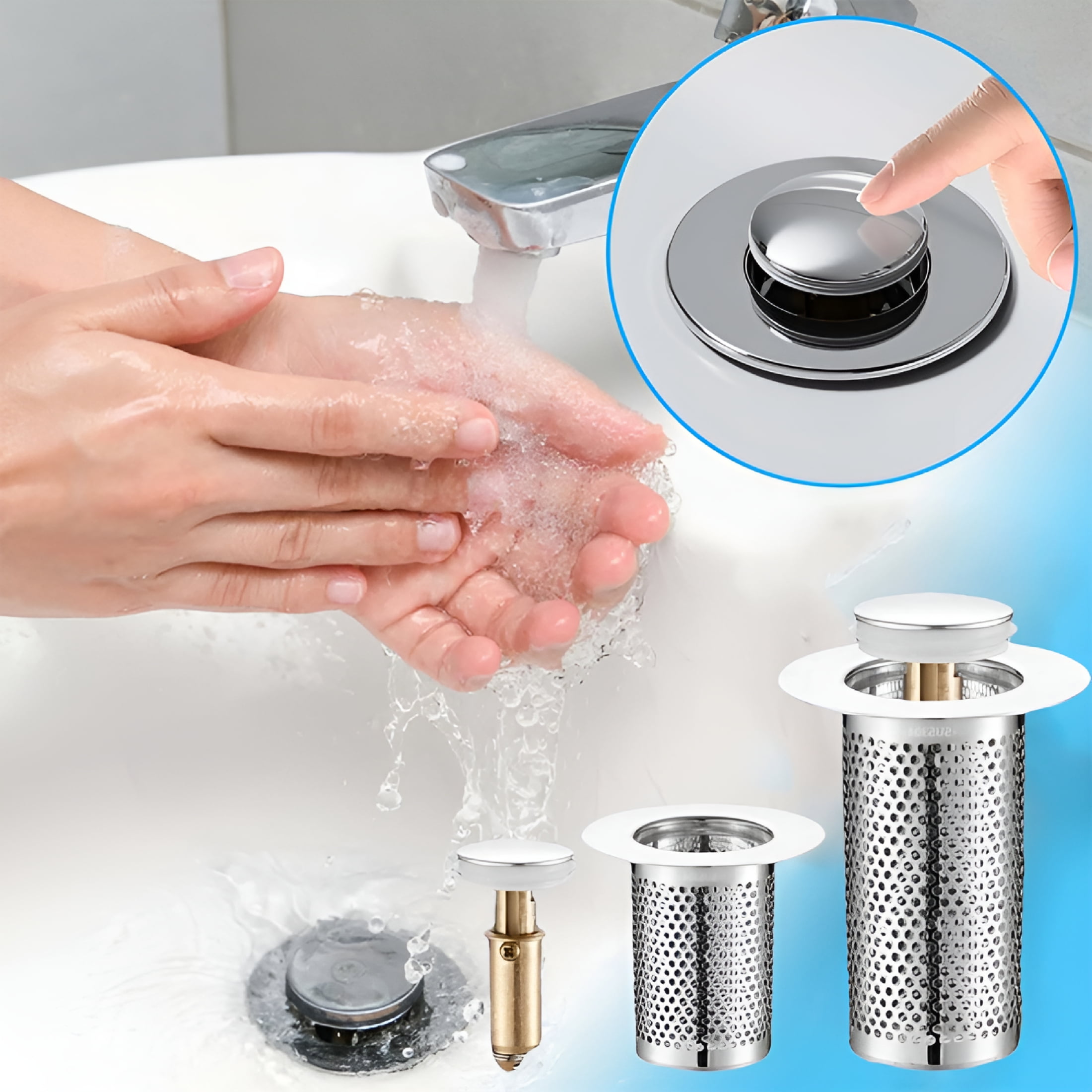 HIBIBUD Hair Catcher Bathroom Sink Stopper,Universal Basin Drain Cover ...