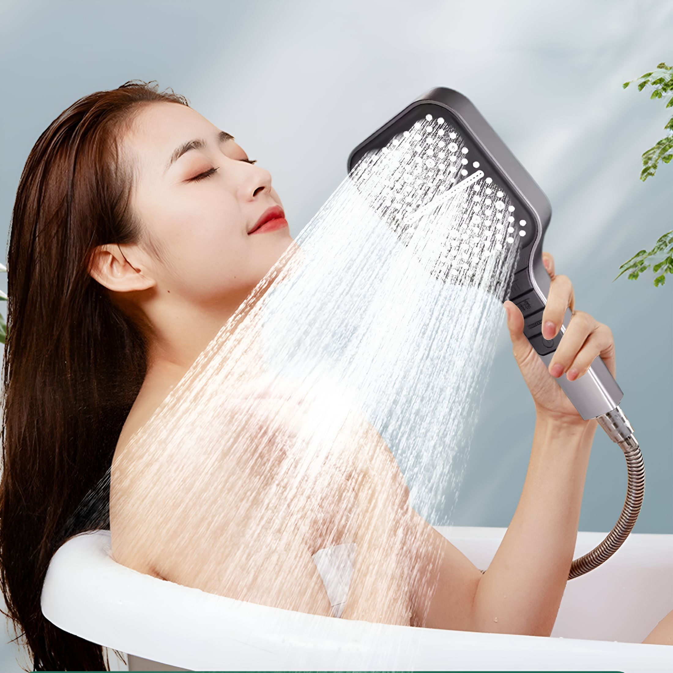 HIBIBUD Handheld Shower Head With Extra Long Hose,8 Setting Square ...