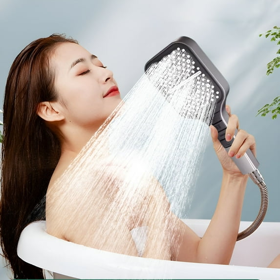 HIBIBUD Handheld Shower Head With Extra Long Hose,8 Setting Square ...