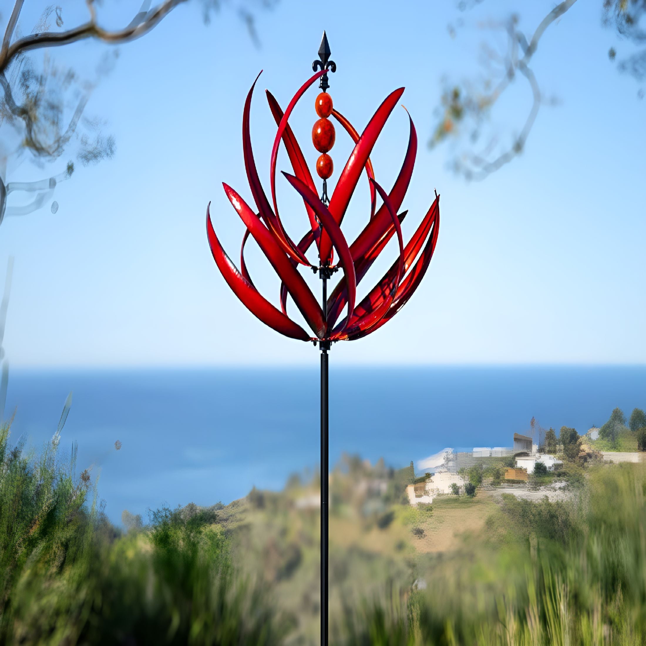 HIBIBUD Harlow Wind Spinner Rotator Iron Inground Windmill Garden Wind ...