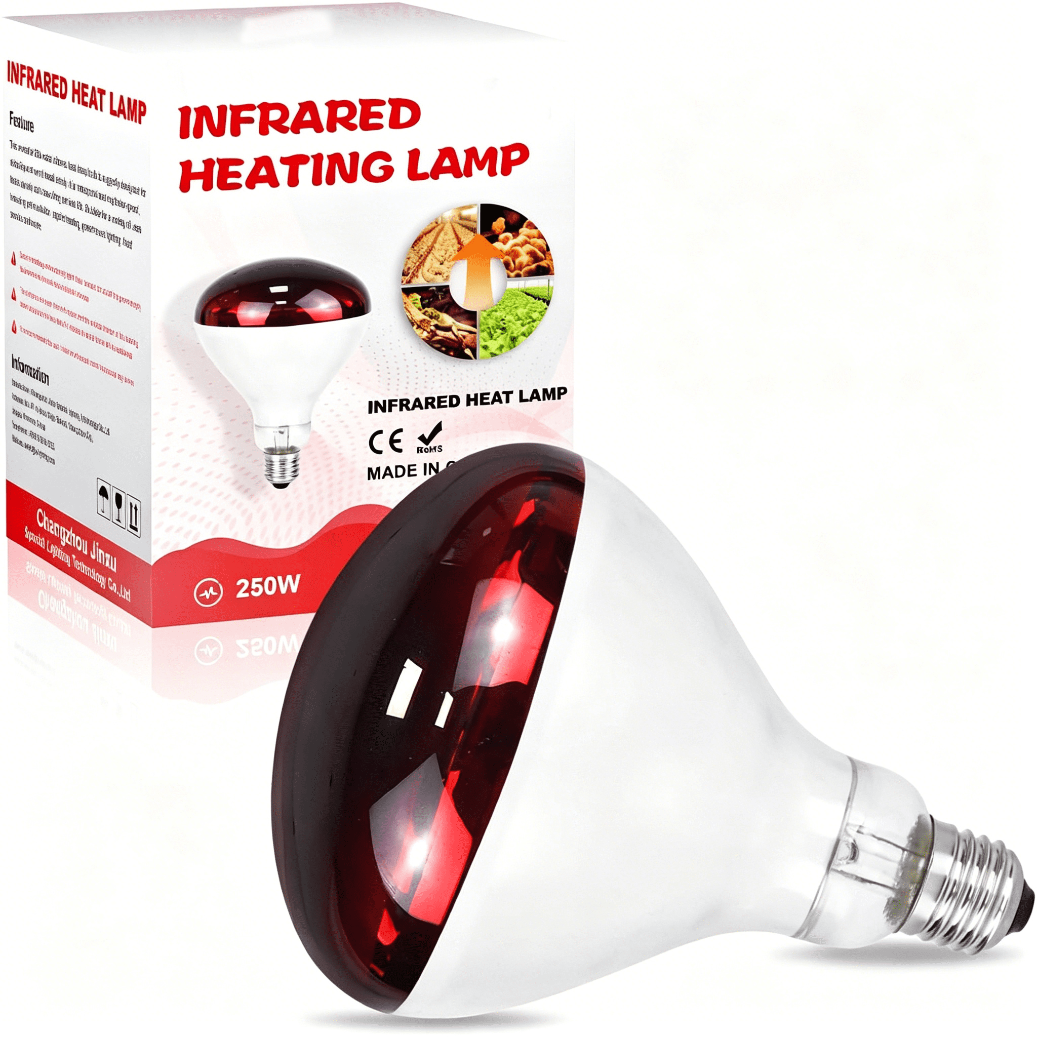 HIBIBUD Heat Lamp for Chickens,250 Watt Red Heat Lamp Bulbs,Infrared ...