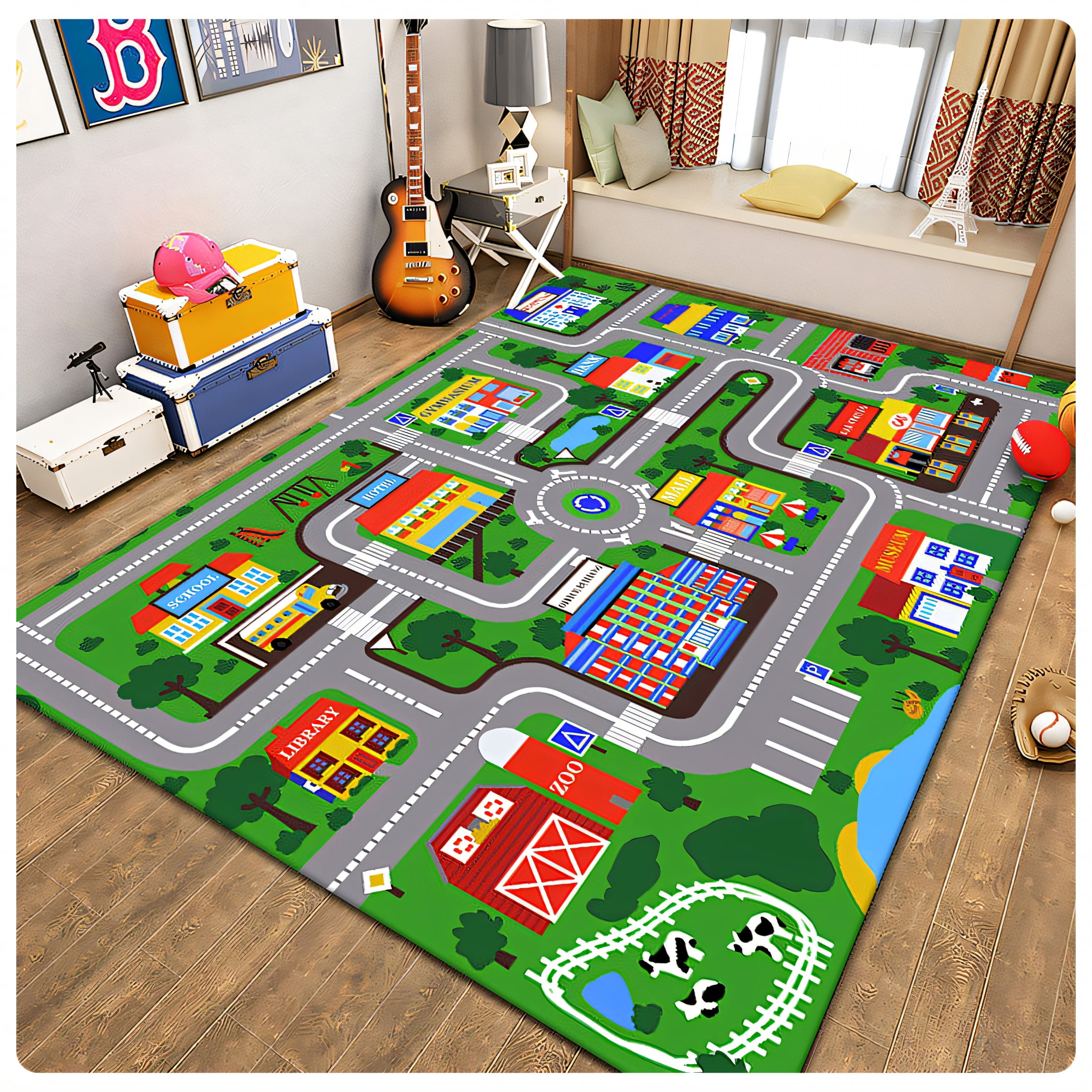 HIBIBUD Kids Bedroom Rug,Multiple Stitching Kids Play Mat,Floor ...
