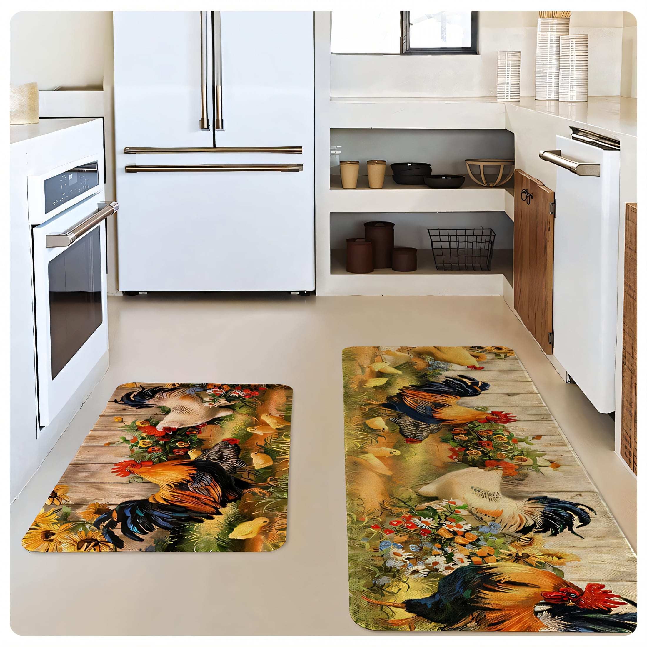 HIBIBUD Kitchen Mats for Floor,Secure Edges Kitchen Rugs,Deep Cleaning ...