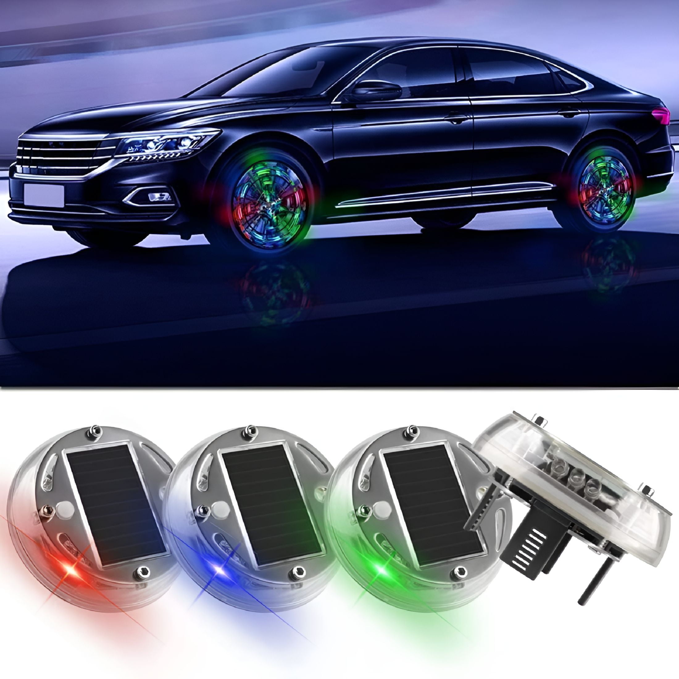 HIBIBUD LED Exterior Decorative Lights fits Cars Wheel RGB Solar Tire ...