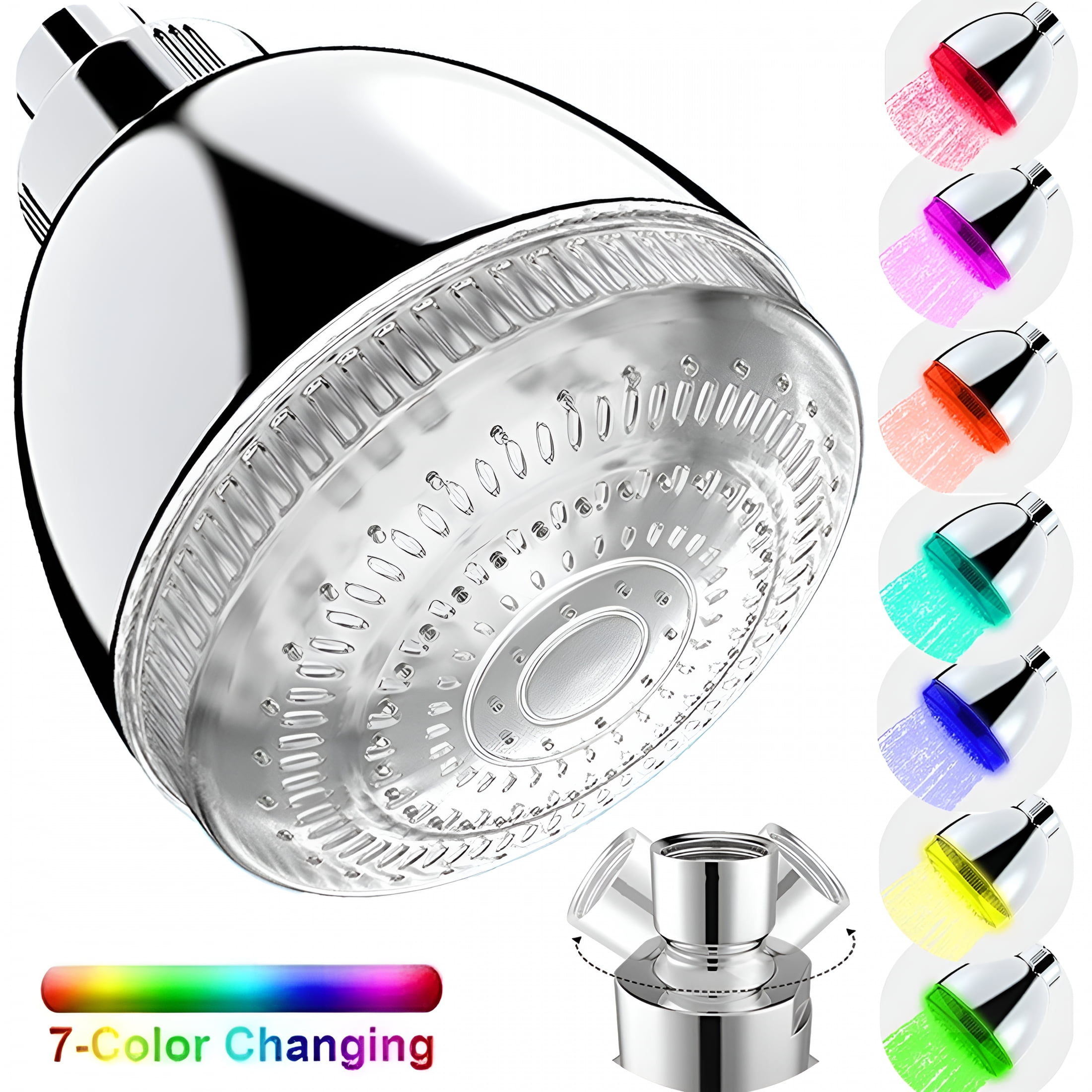 HIBIBUD LED Shower Head,High Pressure Shower Head with Light,7 Color ...