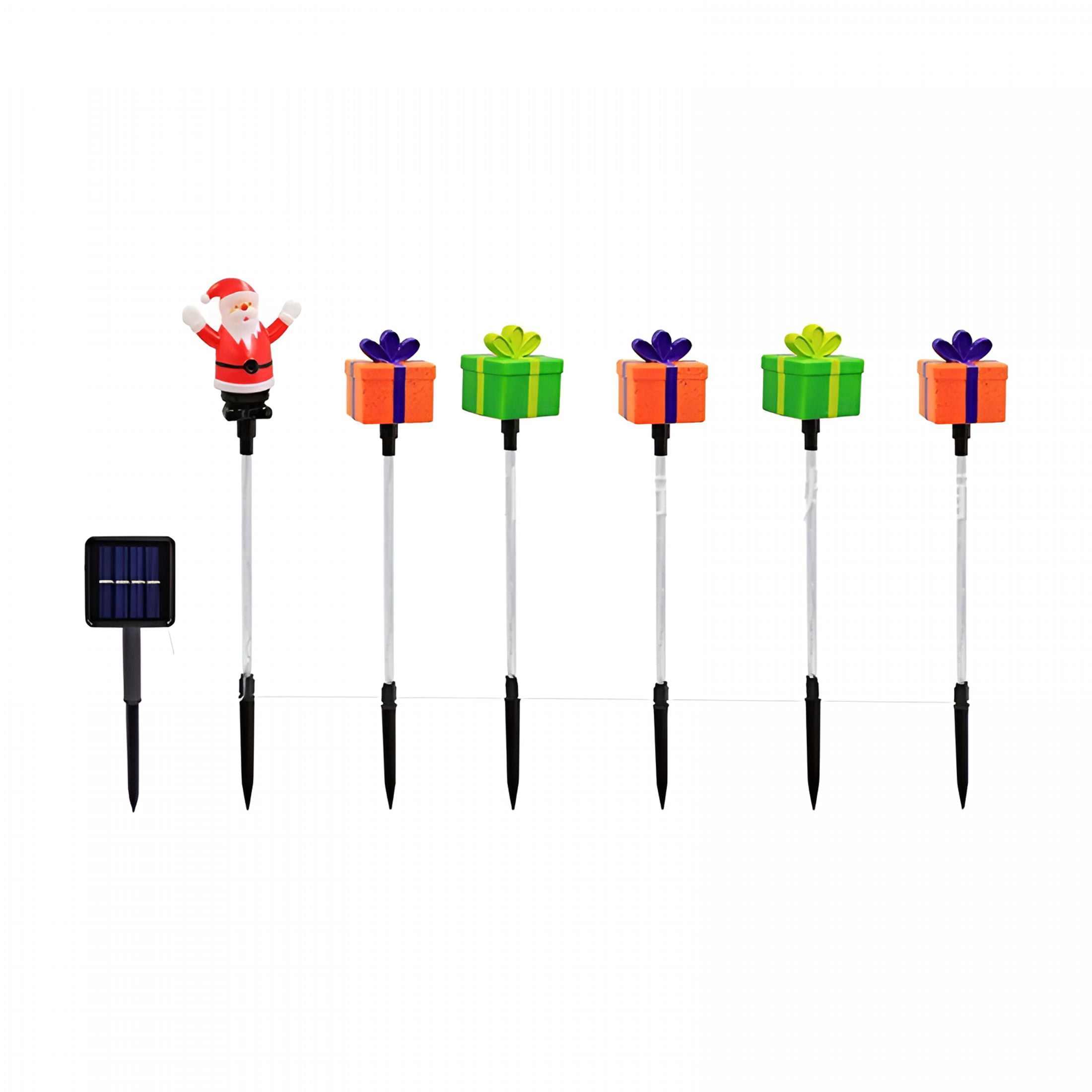 HIBIBUD Led Christmas Solar Lights Santa Sleigh Snowman Gift Box ...
