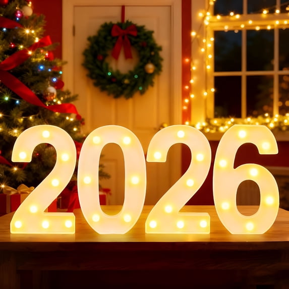 HIBIBUD Light Up Numbers 2026 Sign, Warm White LED Marquee Decor for ...