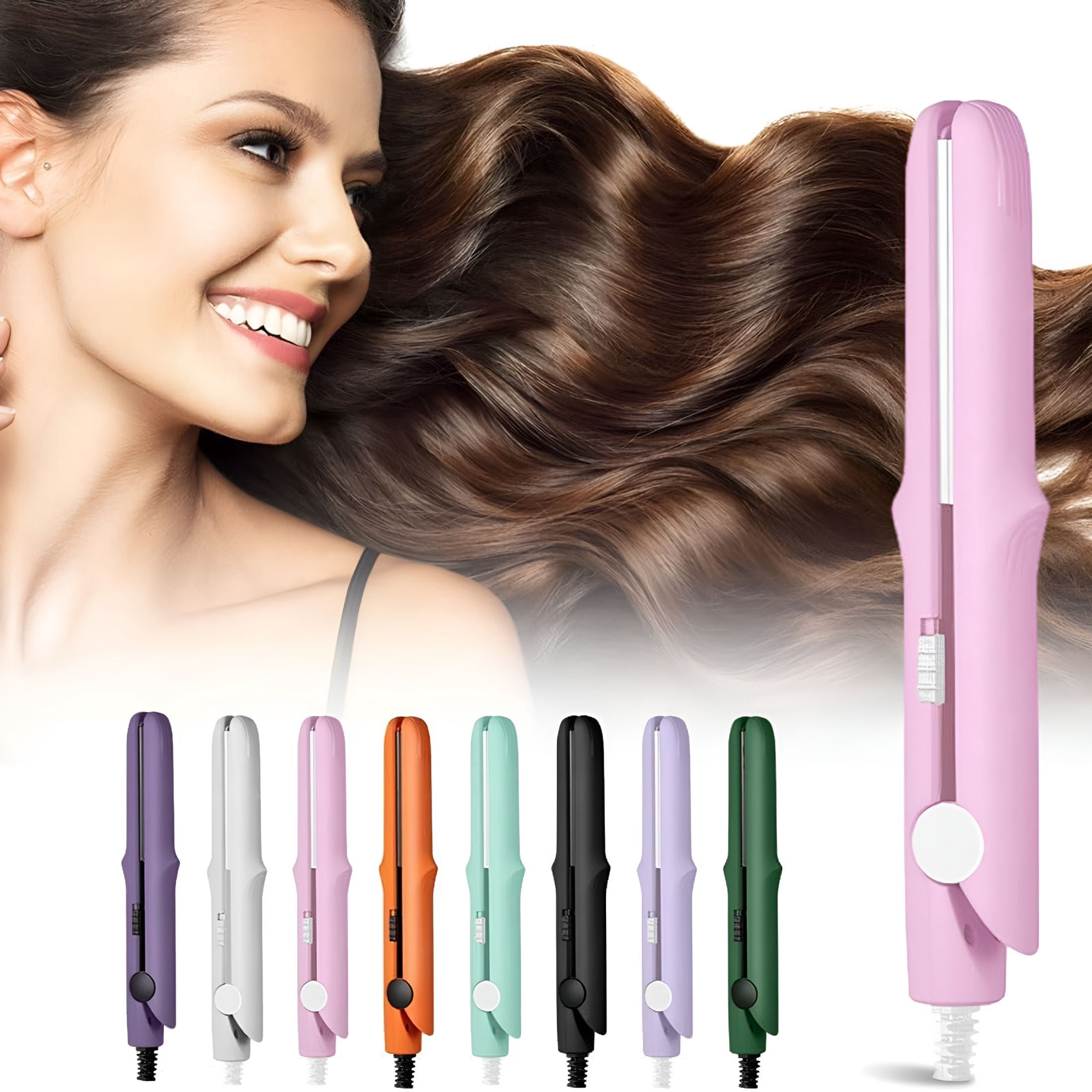 HIBIBUD Mini 2-in-1 Curling Iron, Portable Straightener. Travel Hair ...