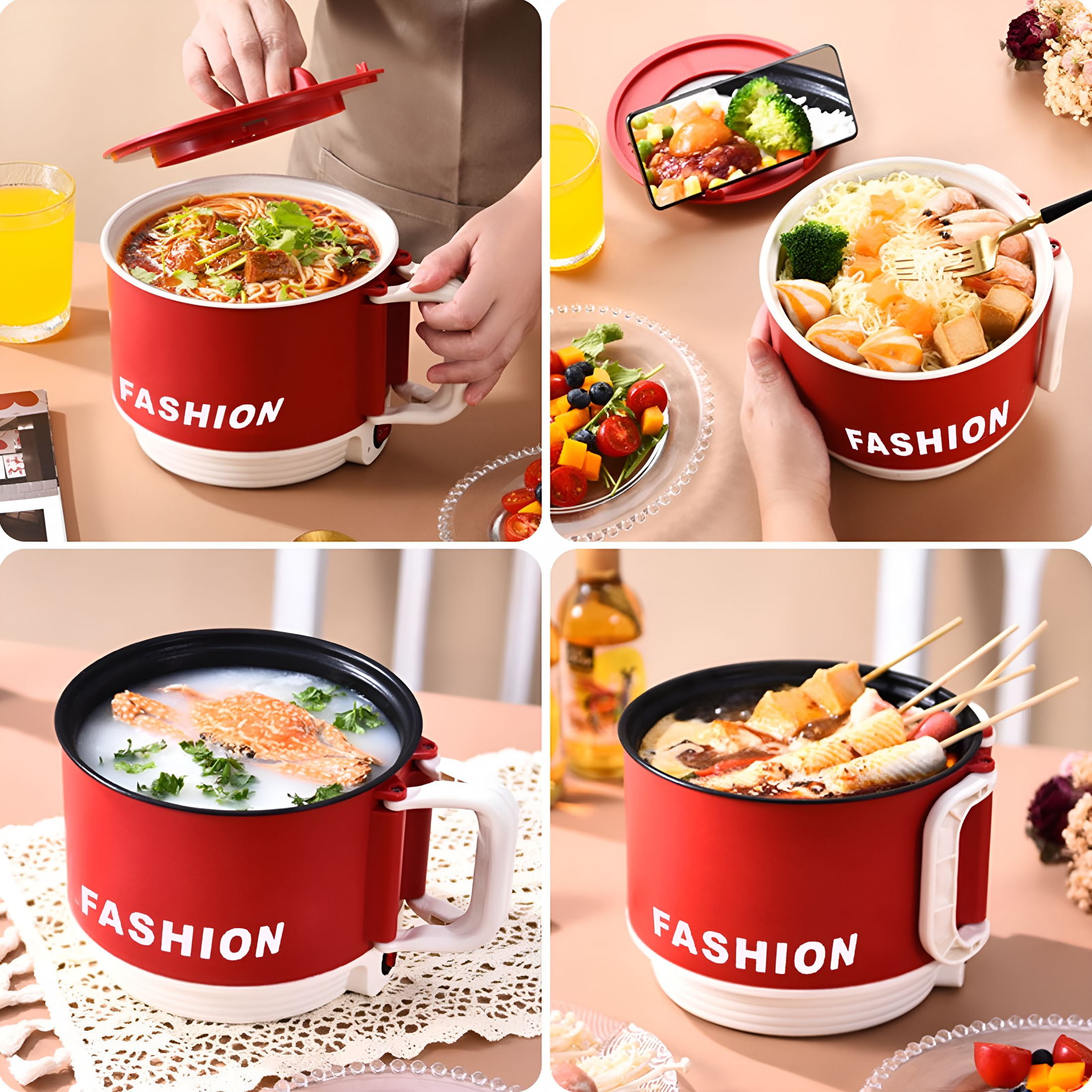 HIBIBUD Mini Electric Hot Pot With Foldable Handle,Portable Large ...