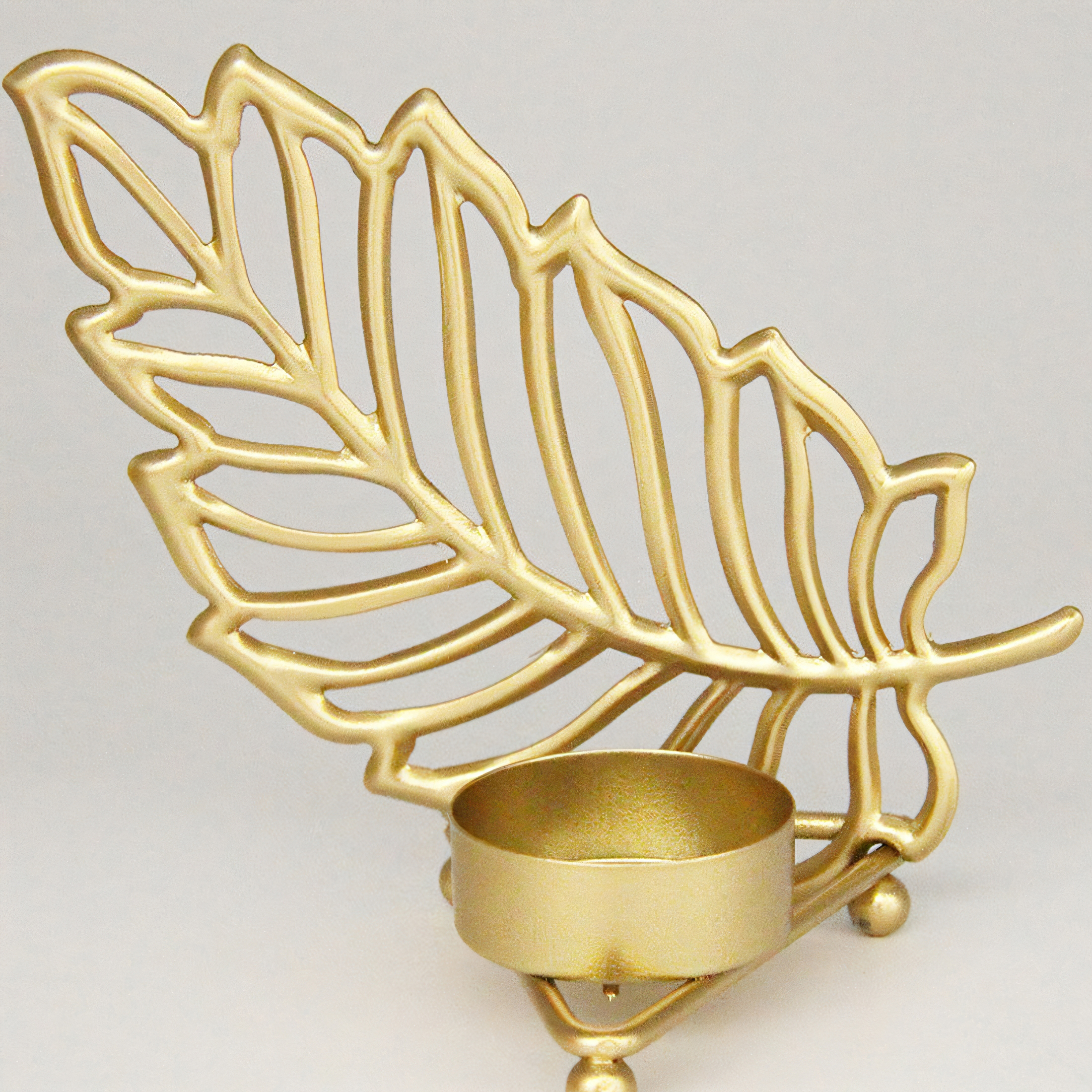 HIBIBUD Pillar Candle Holder,Nordic Golden Leaf Design Candle Sticks ...