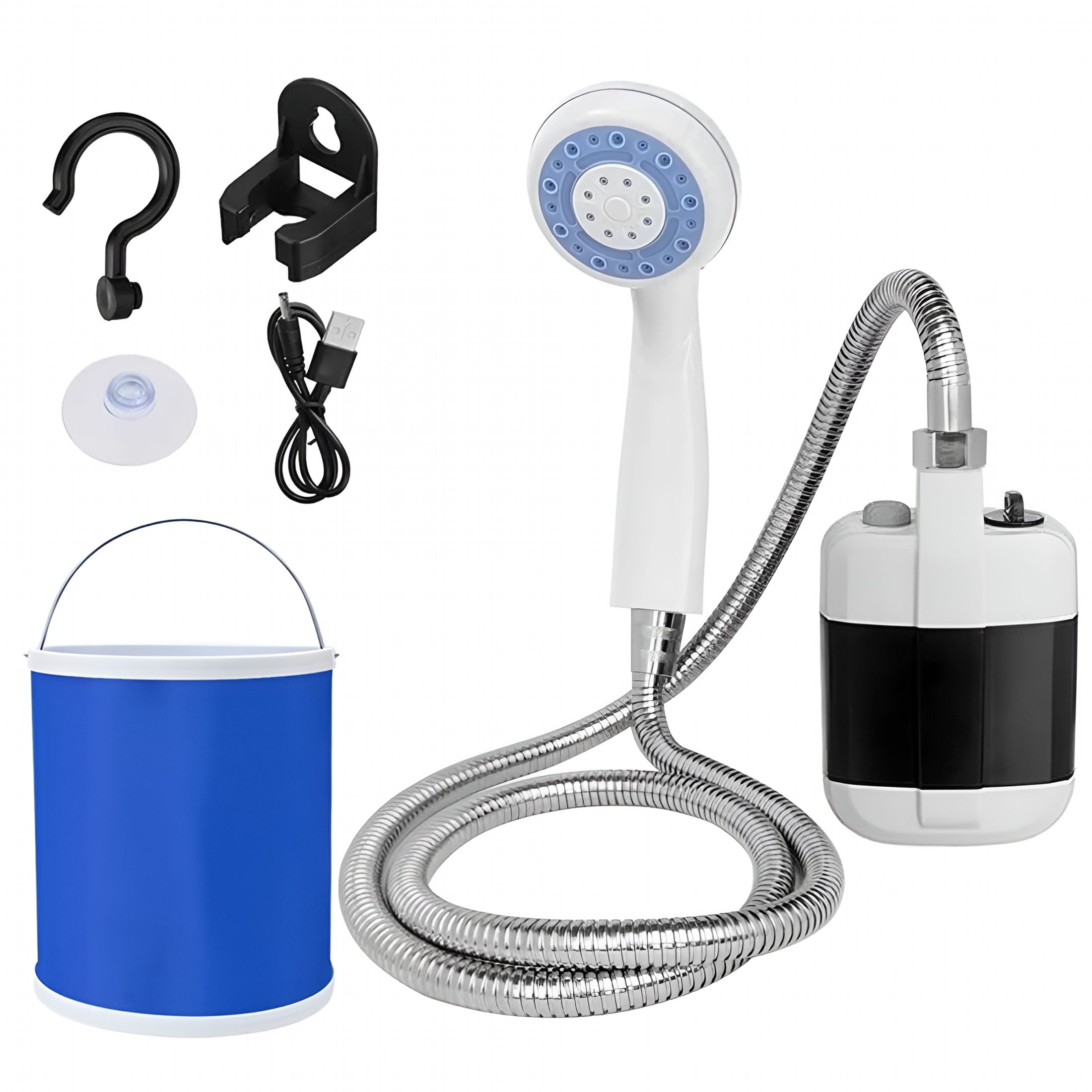 HIBIBUD Portable Camping Shower Set with Hose Bucket Handheld Water ...