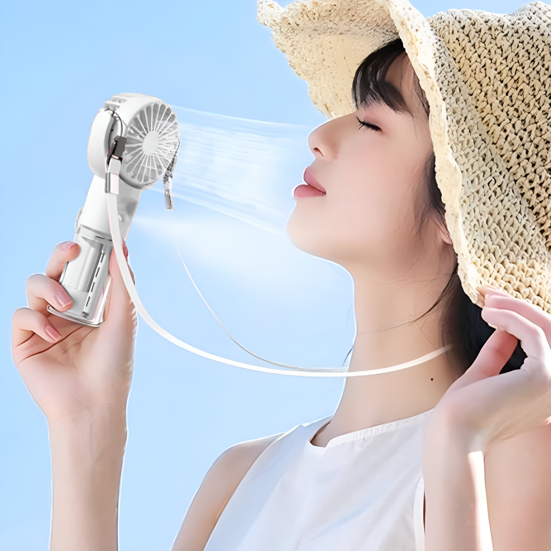 HIBIBUD Portable Handheld Misting Fan-Rechargeable Battery Operated ...