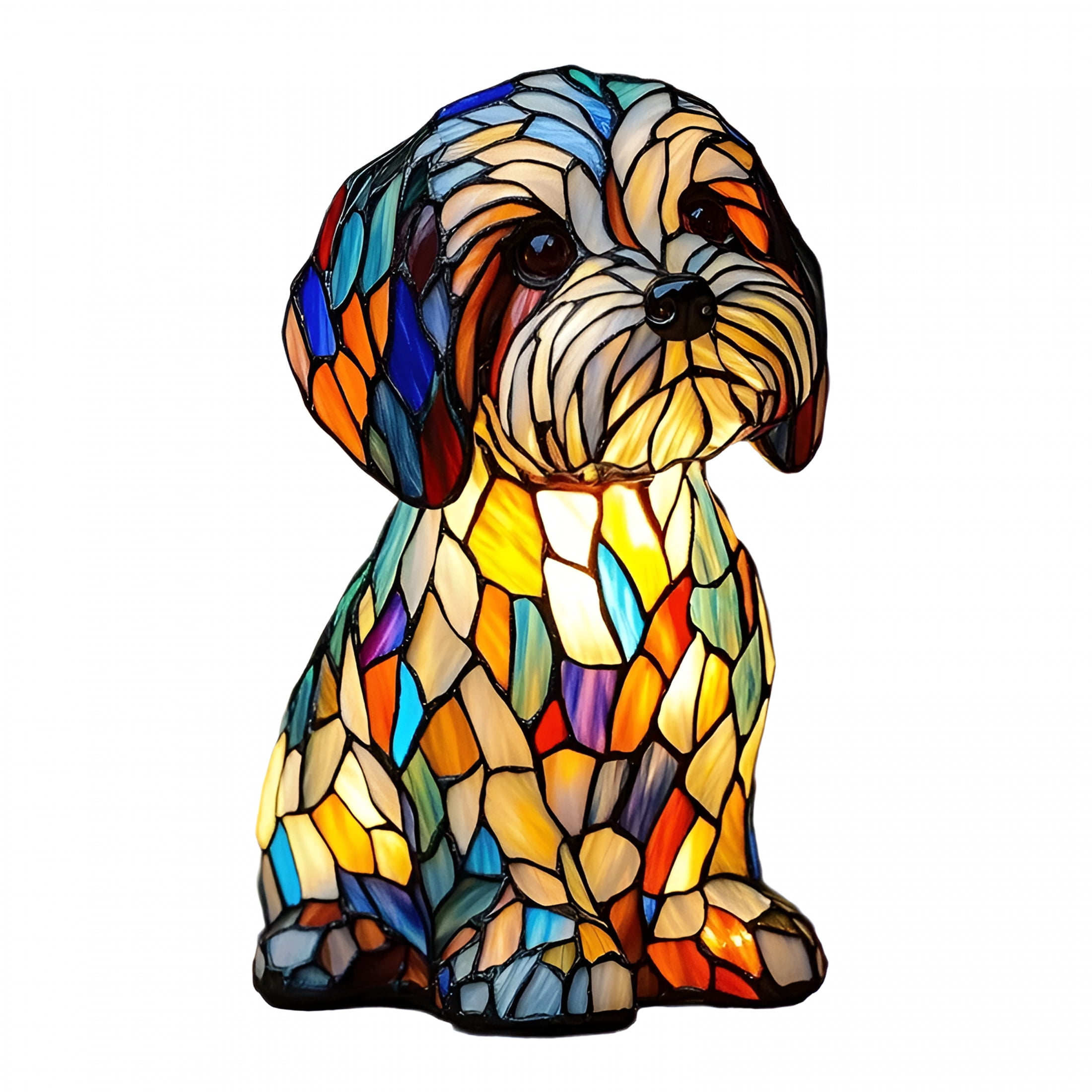 HIBIBUD Shih Tzu Lamp Stained Resin French Bulldog Tabletop Night Light ...