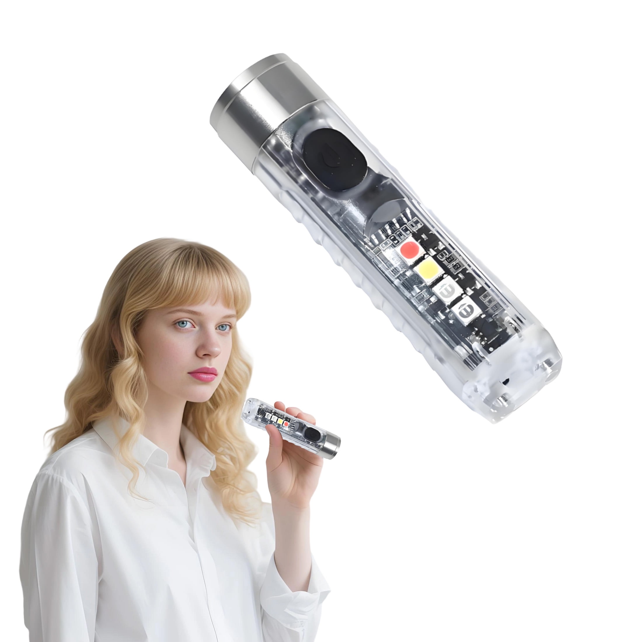 HIBIBUD Small Flashlight,Four-Color Auxiliary Lights Keychain Light ...