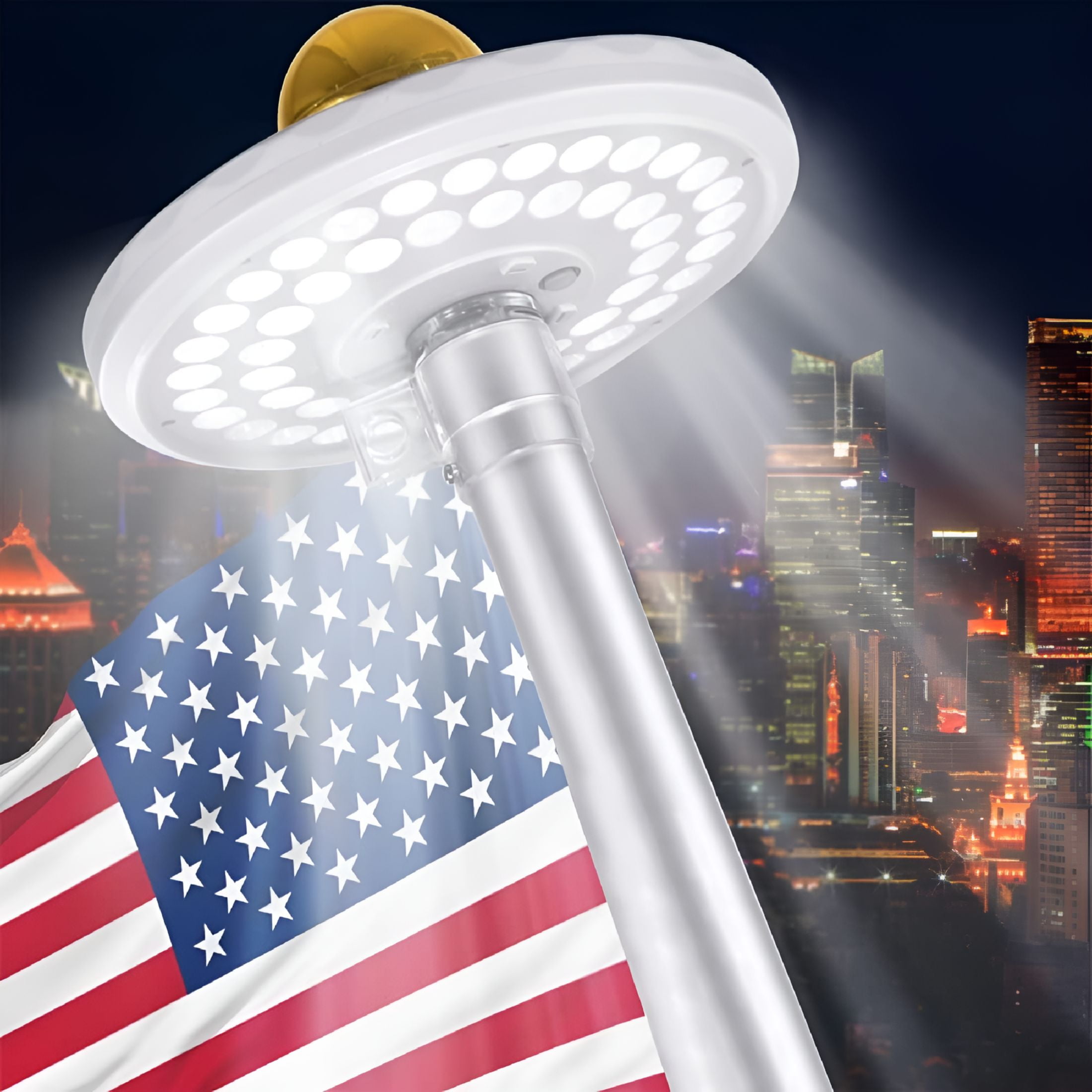 HIBIBUD Solar Flag Pole Light,48 LED Super Bright Flag Pole Light ...