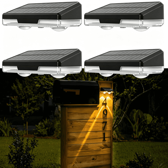 HIBIBUD Solar Mailbox Lights 4 Pack,Outdoor Waterproof House Number ...