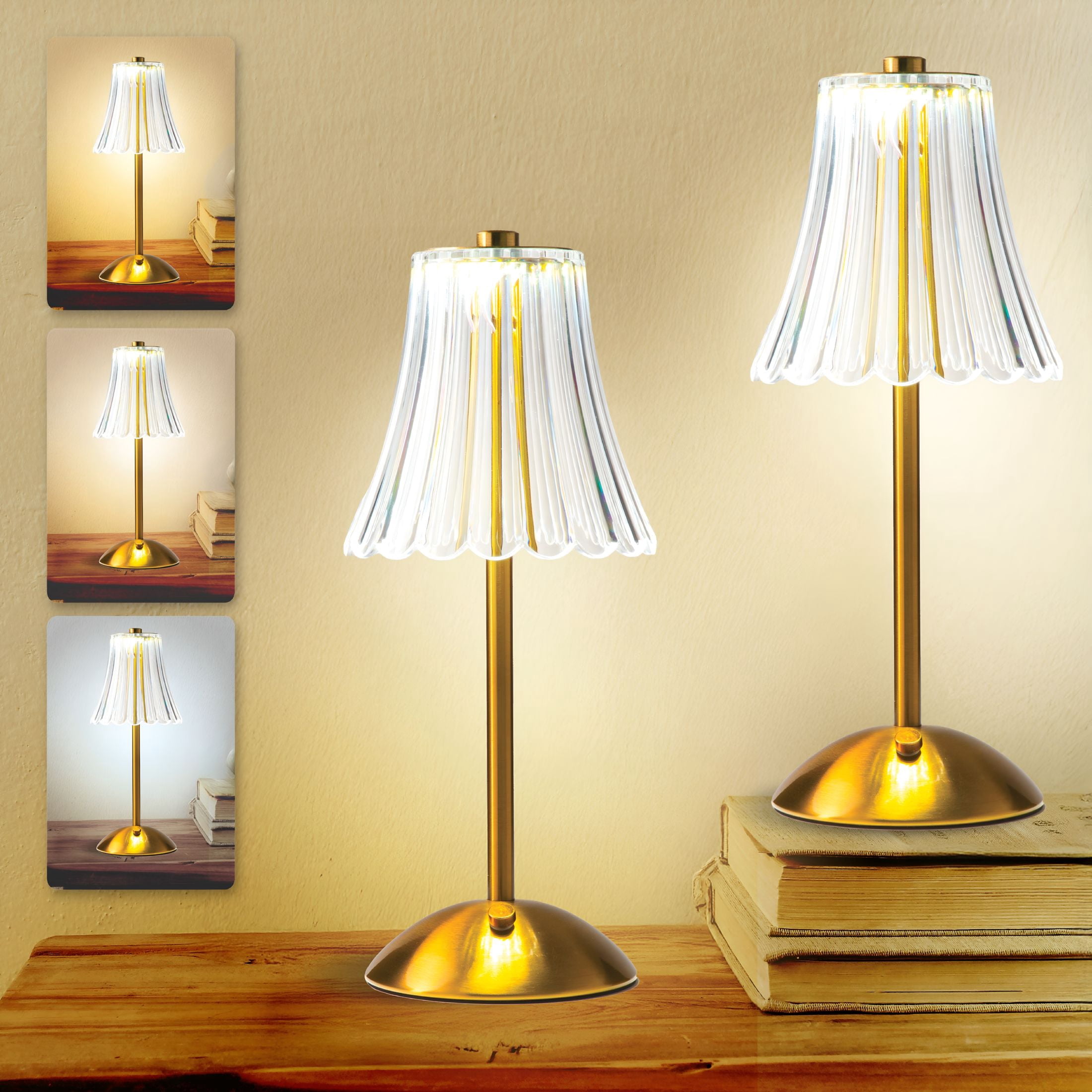 HIBIBUD Table Lamp 2 Pack Small Cordless Touch Led Rechargeable Lamp ...