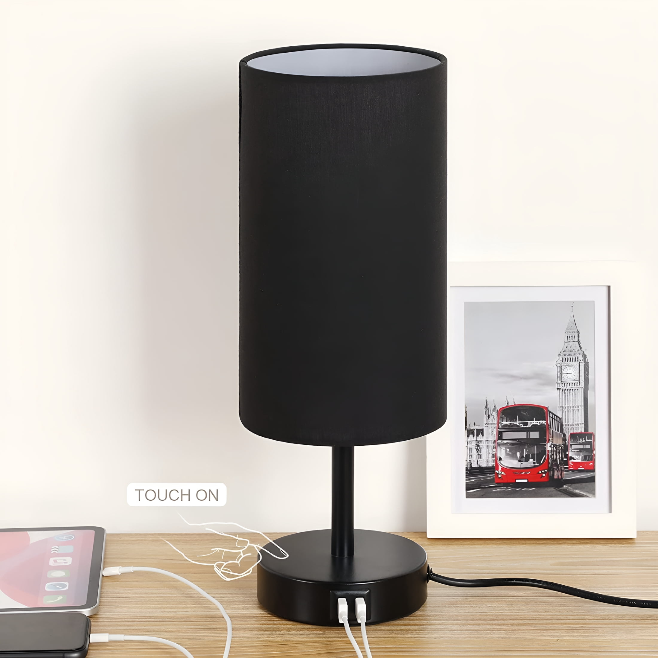 HIBIBUD Touch Control Table Lamp for Bedroom 3 Way Dimmable Bedside ...