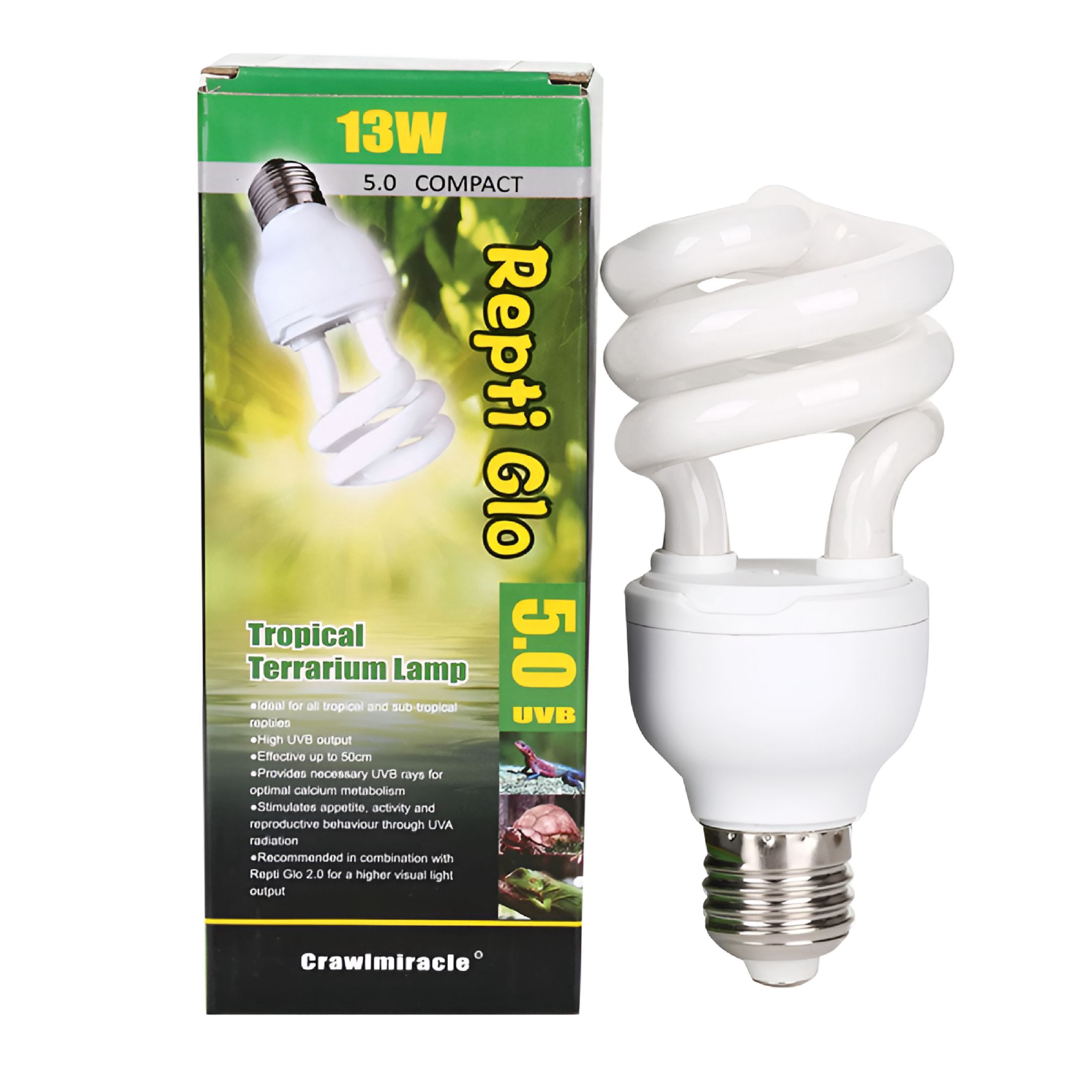 HIBIBUD UVA UVB Reptile Light 13W 5.0/10.0 Compact Fluorescent ...