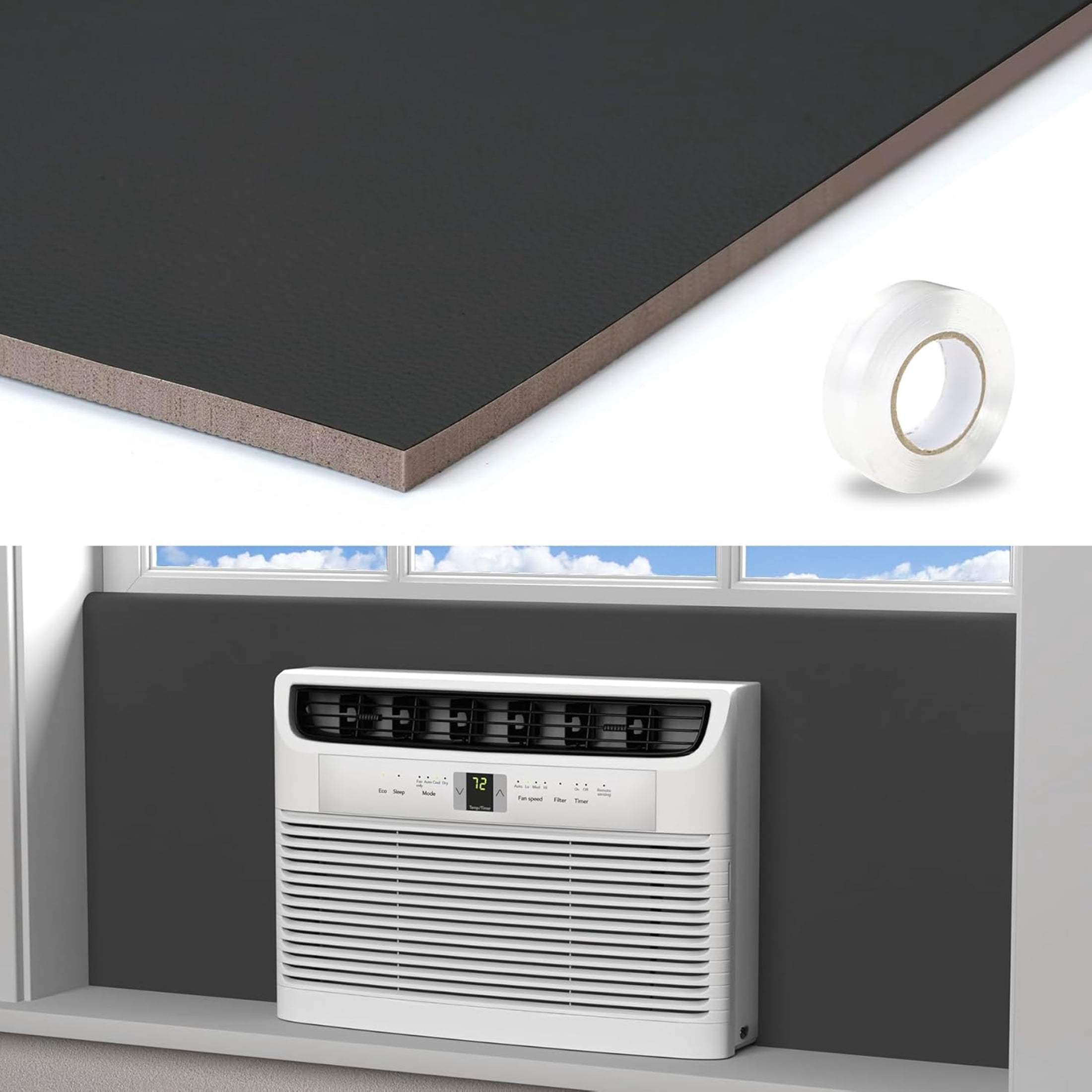 HIBIBUD Window Air Conditioner Side Panels,Full Surround AC Foam Panel ...