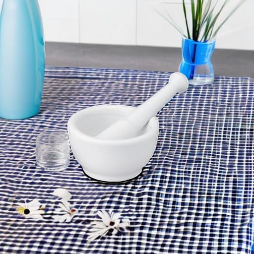 HIC Kitchen Mortar with Spout and Pestle, Fine-White Porcelain ...