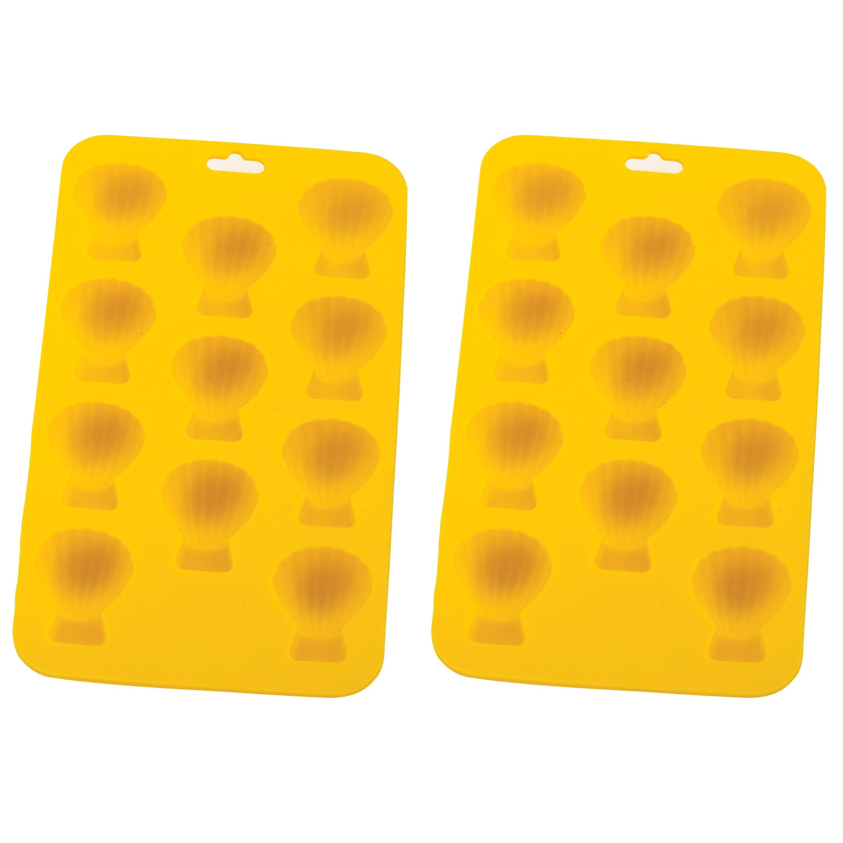 HIC Yellow Silicone Shell Shape Ice Cube Tray and Baking Mold - Makes ...