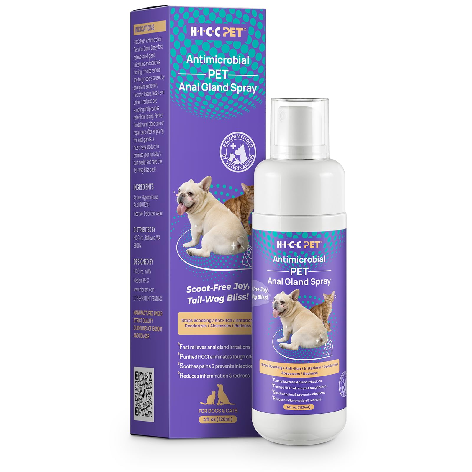 HICC PET Dog Anal Gland Spray - Fast Relieves Anal Gland Irritations and Soothes Itching, Stops ...