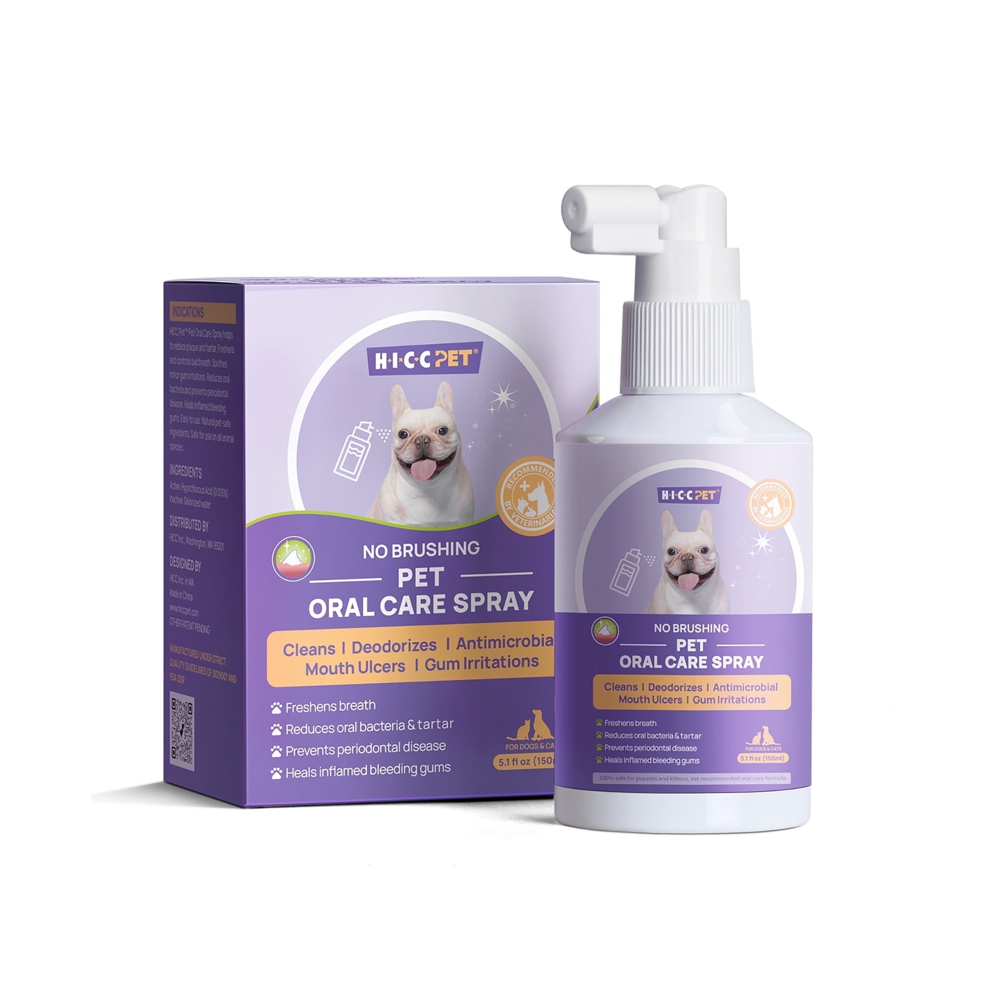 HICC Pet Oral Care Spray for Dogs and Cats - 5.1 fl. oz. - Freshens ...