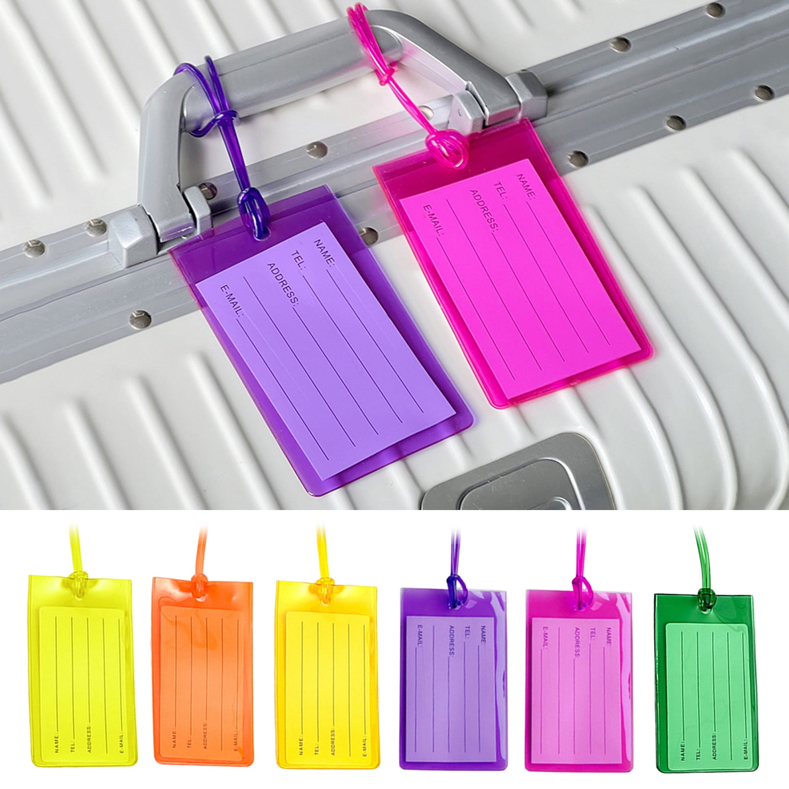 HICESS 1/6Pcs Luggage Tag Colorful Flexible Suitcases Tag Waterproof ...