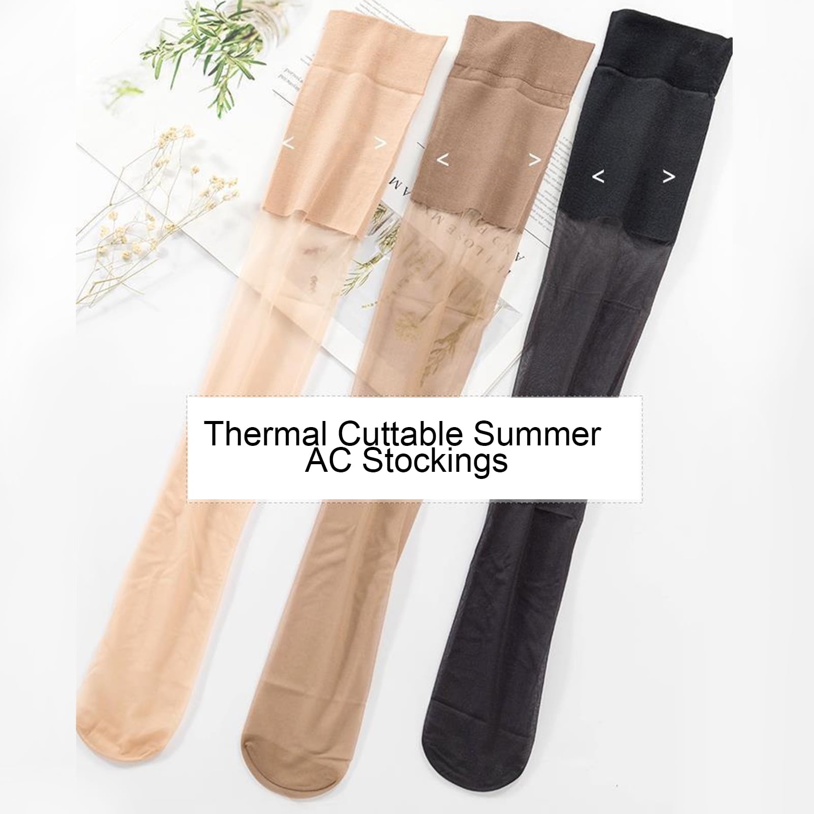 HICESS 1 Pair Knee Socks Thin Anti-hook See-through Anti-slip High ...