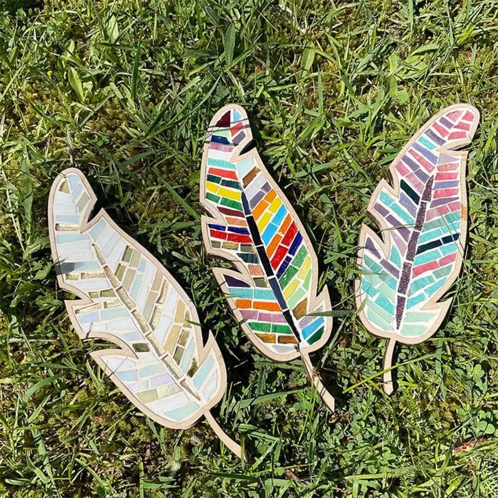 HICESS 1 Set DIY Mosaic Leaf Kit Handmade Colorful Mosaic Craft Leaf ...