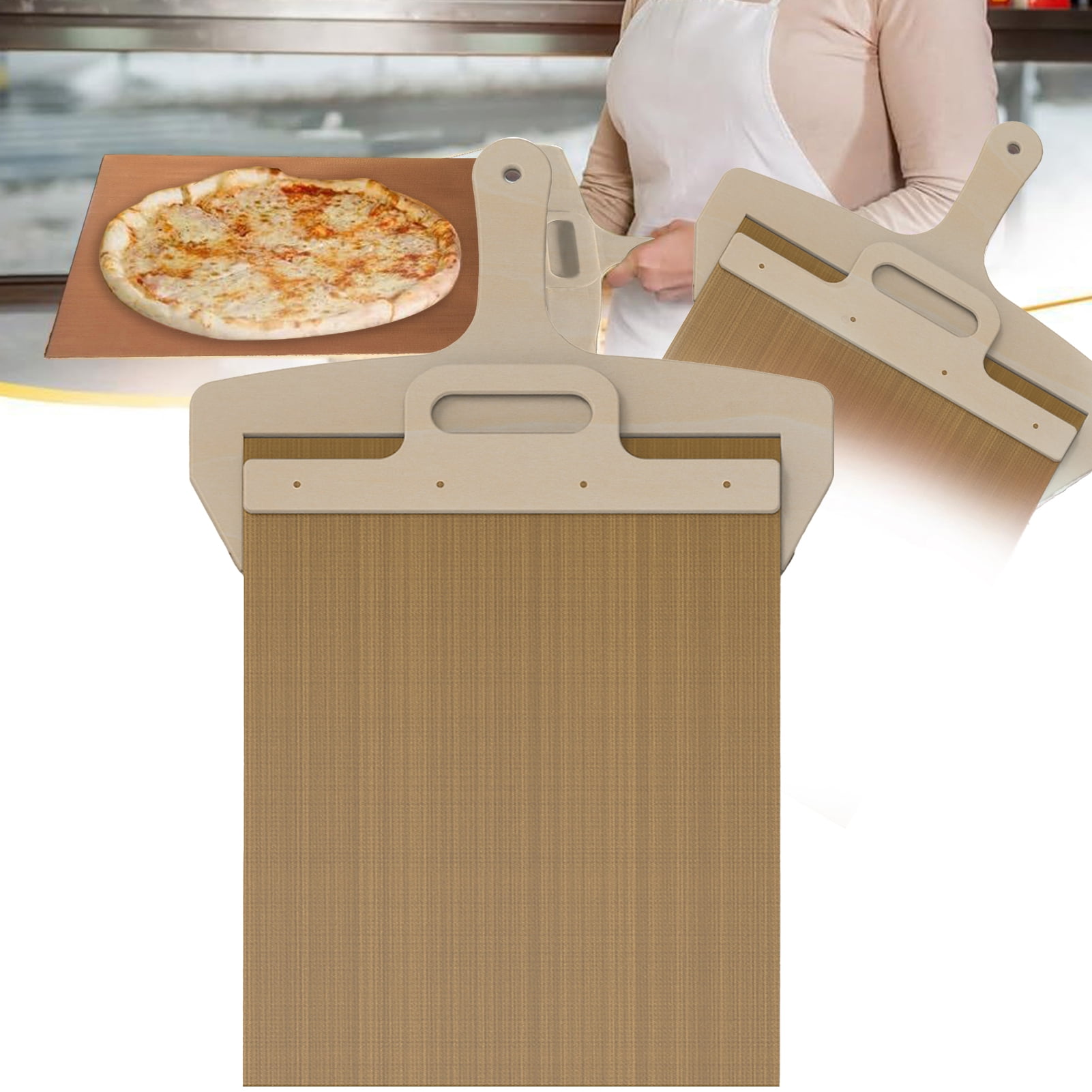 HICESS 14/16-Inch Sliding Pizza Peel with Wooden Long Handle Non-stick ...