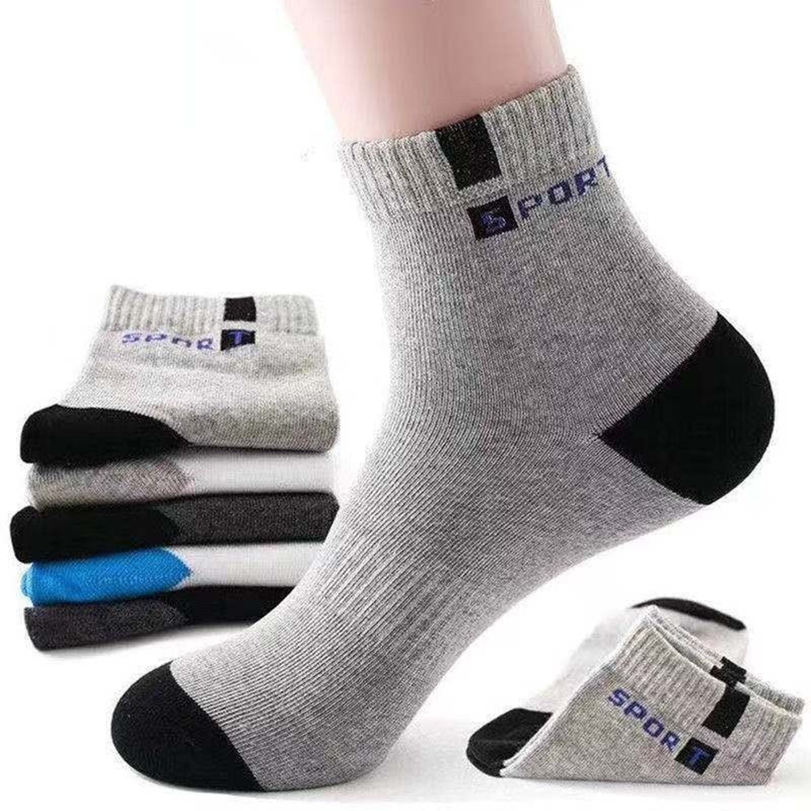 HICESS 5 Pairs Sports Socks Breathable Sweat Absorption Letter Printed ...