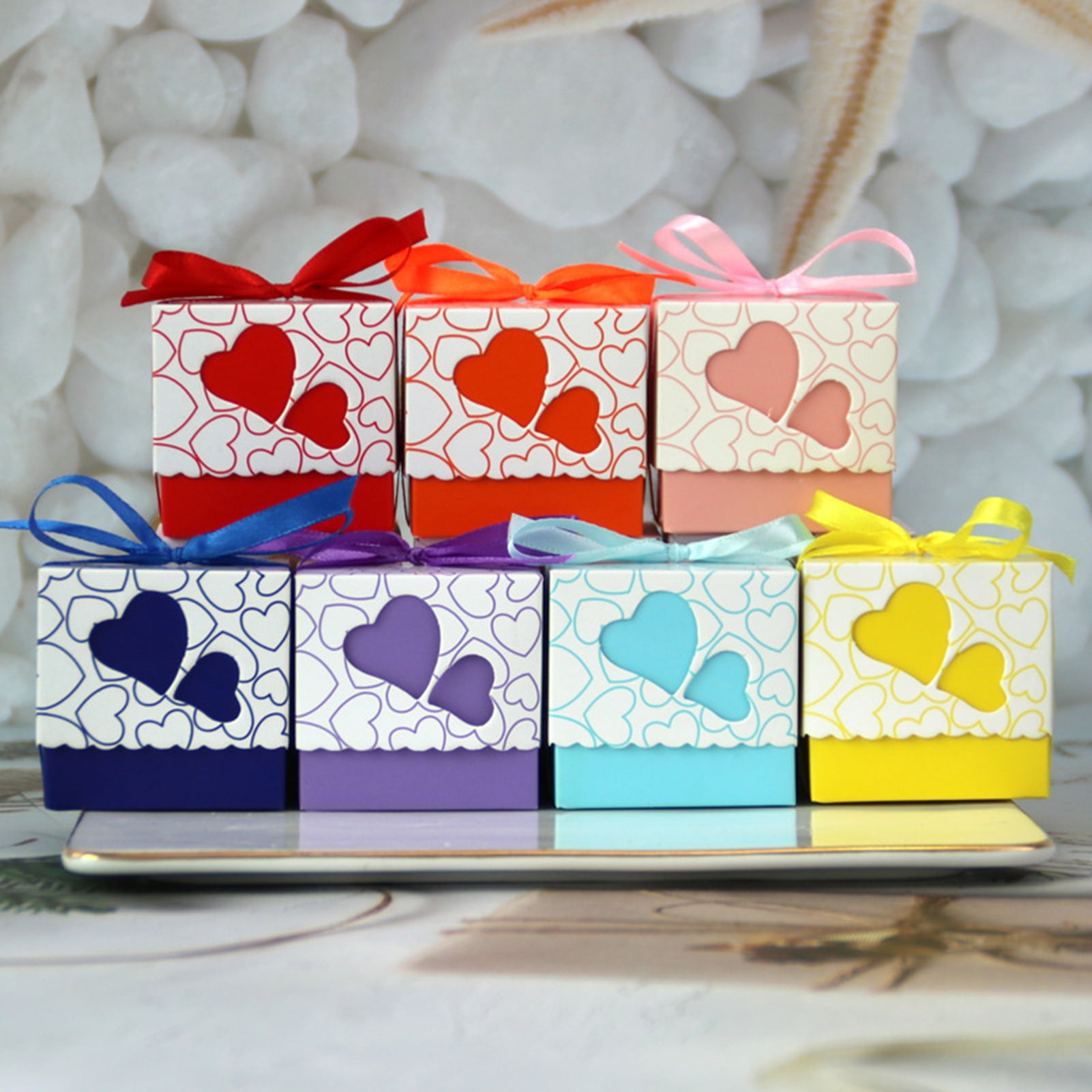 HICESS 50Pcs Candy Boxes Lidded Delicate Hollow Cute Heat-printed Sweet ...