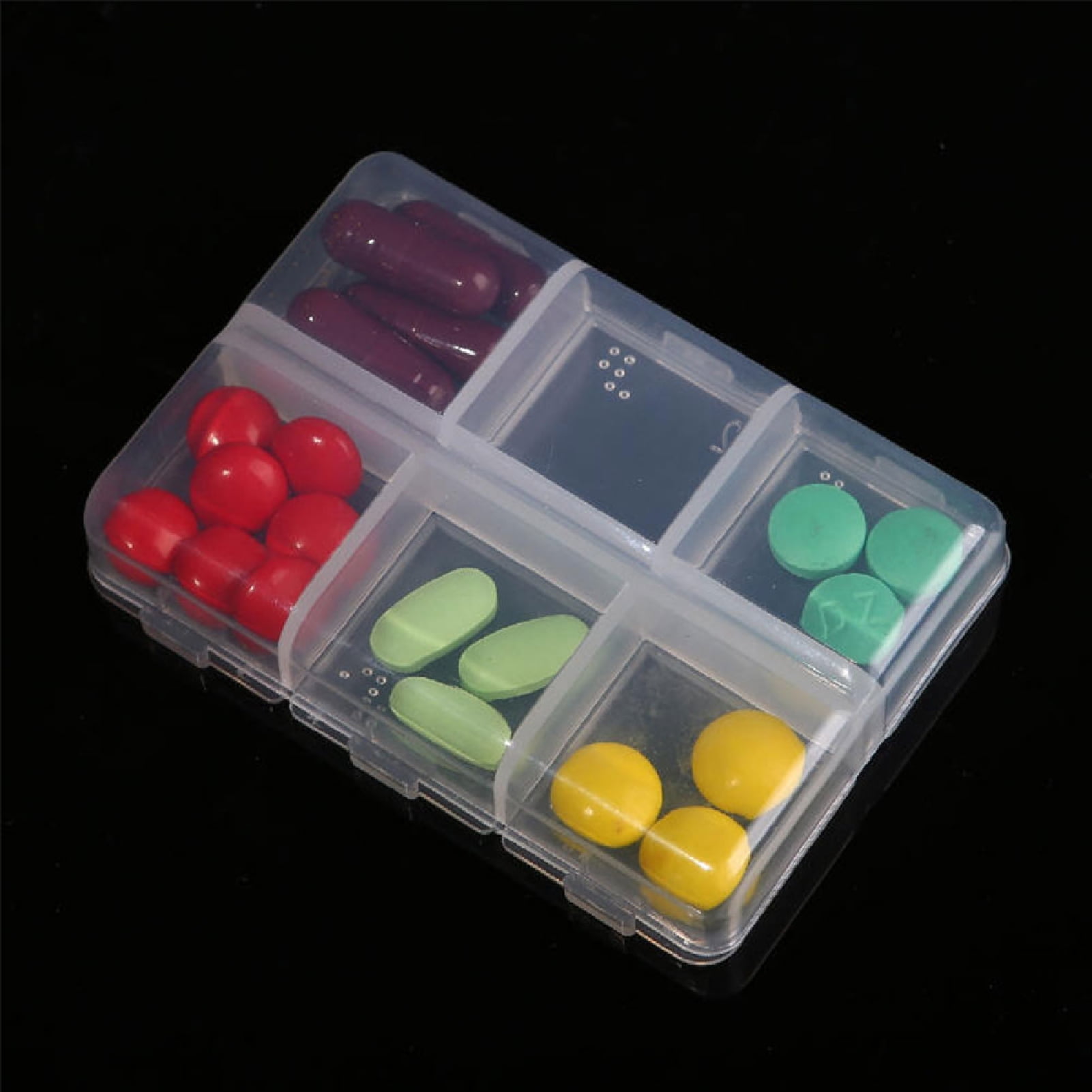 HICESS 6 Cells Empty Pill Box Braille Weekly Pill Case for Travel ...