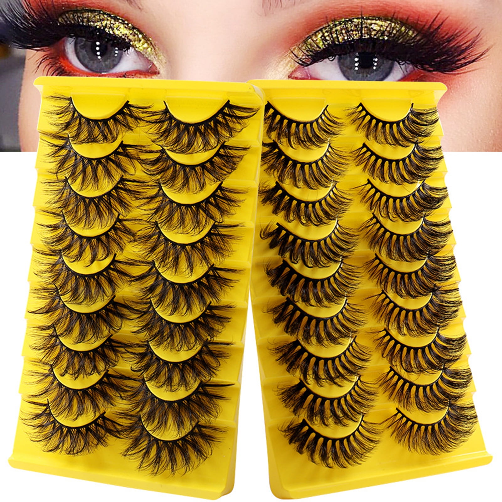 HICESS 9 Pairs/Set False Eyelashes Natural 3D Effect Soft Thick Curled ...