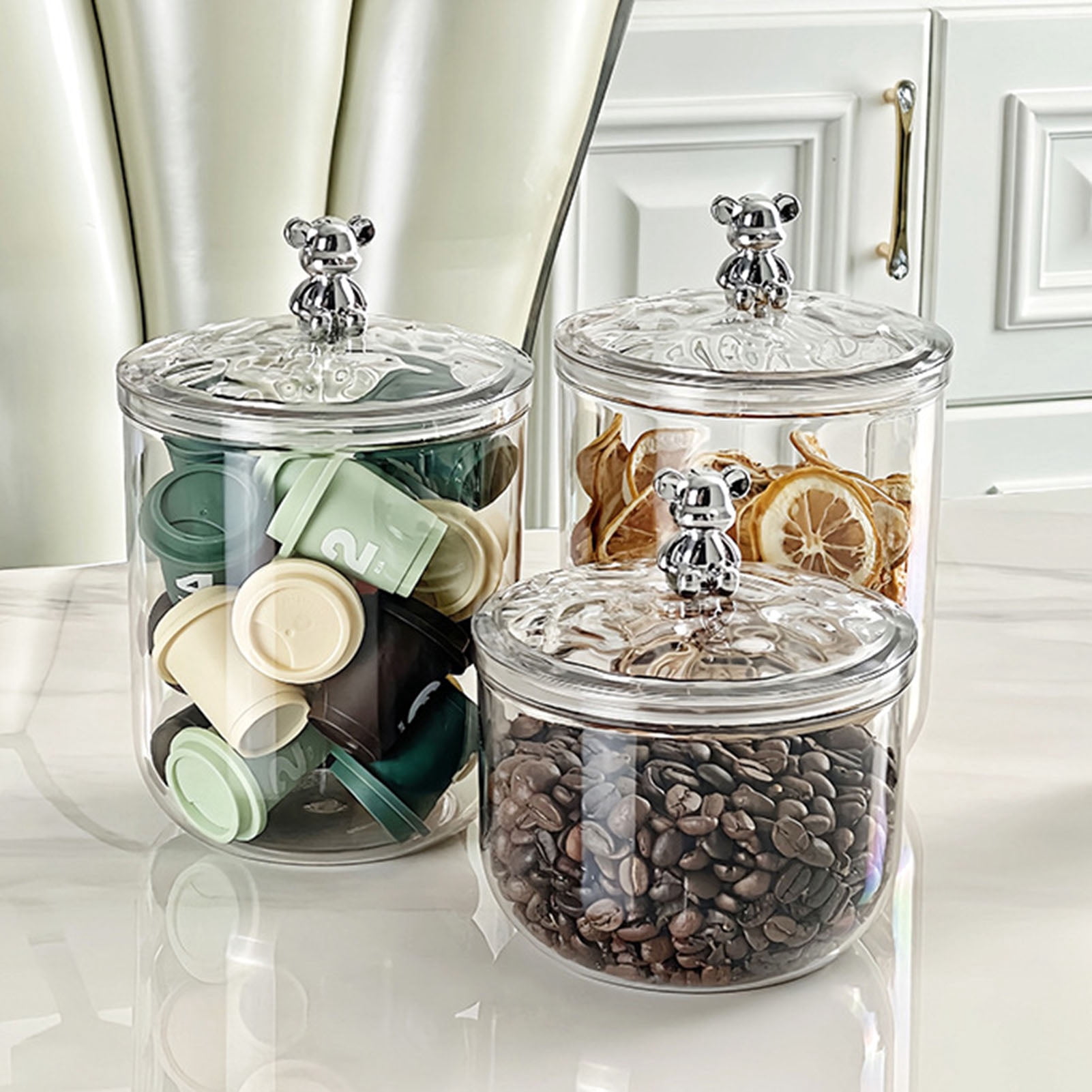 HICESS 900/1400ML Clear Sealed Jar with Bear Handle Airtight Lid Large ...