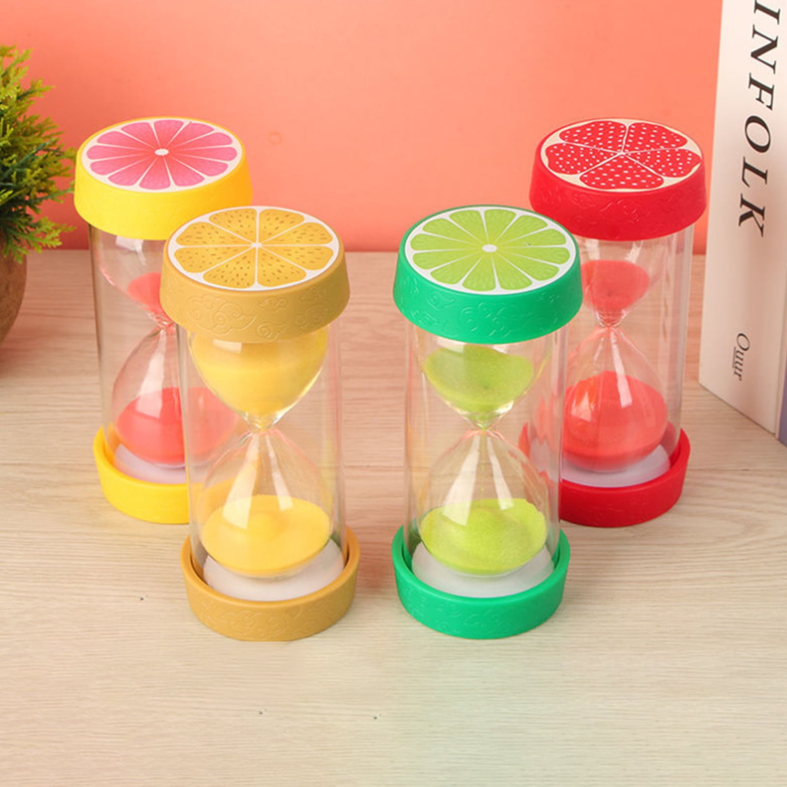 HICESS Acrylic Hourglass Soothing Sensory Calming Timer Sandglass Fruit ...