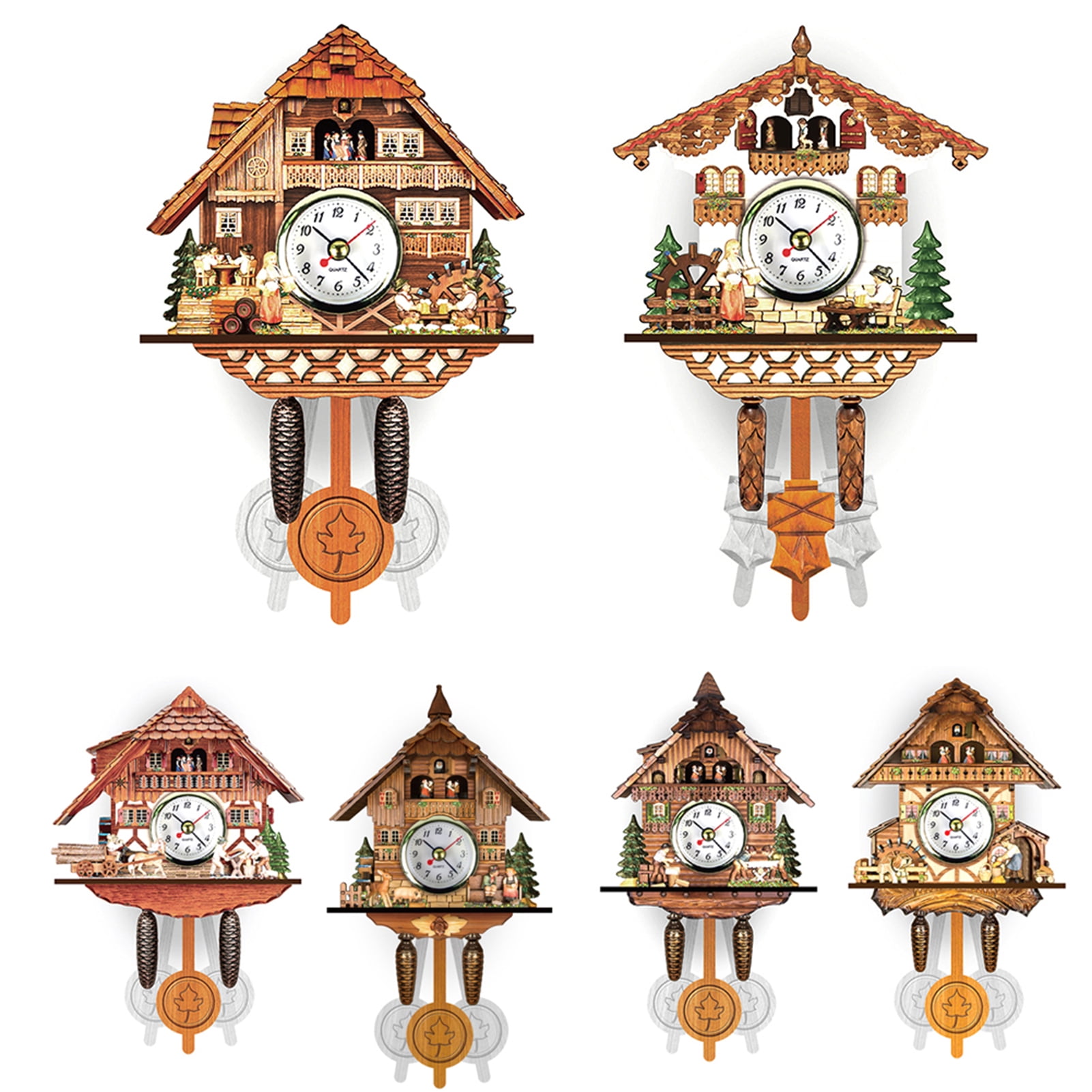 HICESS Antique Wooden Hanging Cuckoo Wall Time Alarm Clock Home Living ...