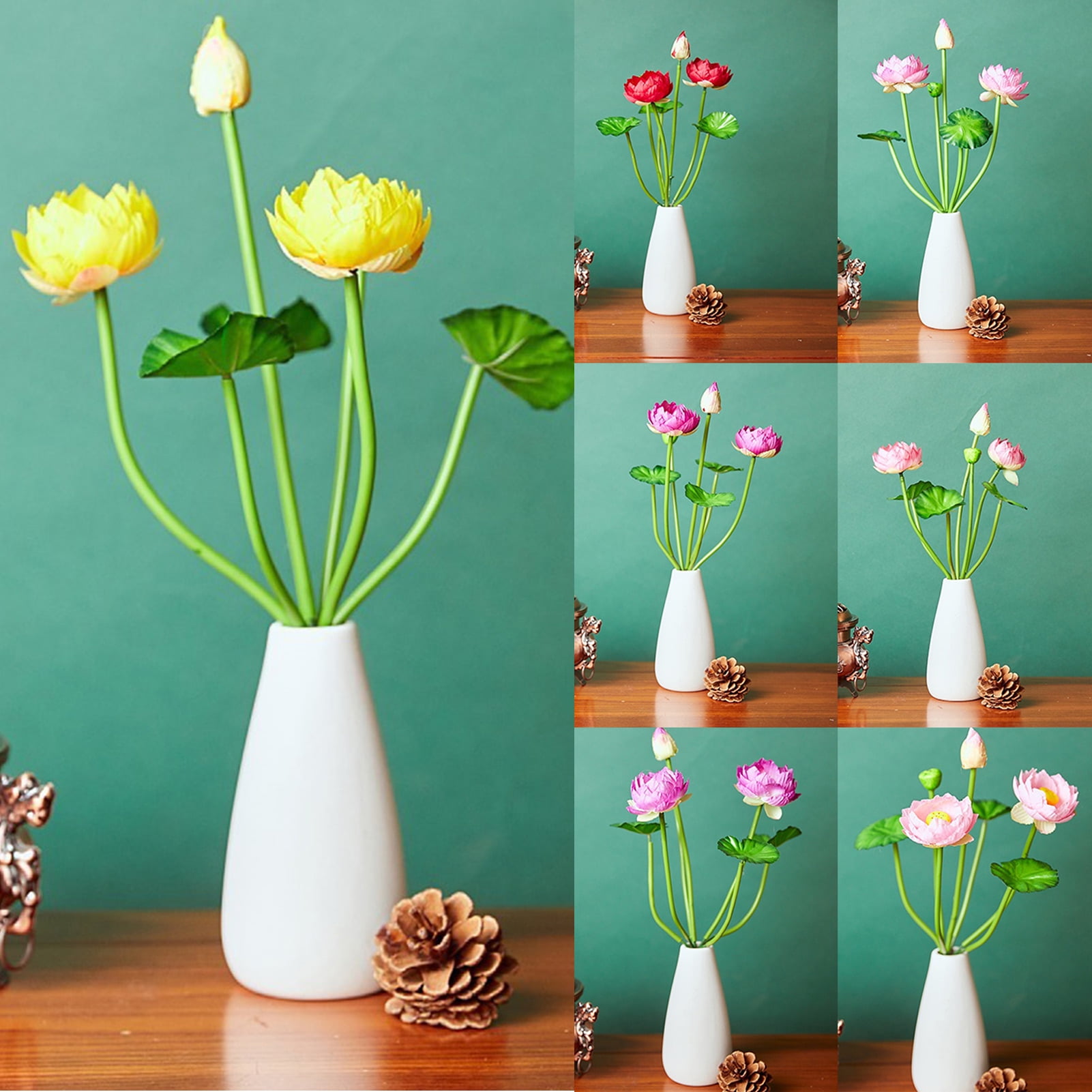 HICESS Artificial Flowers Realistic No Withering Ornamental Faux Silk ...