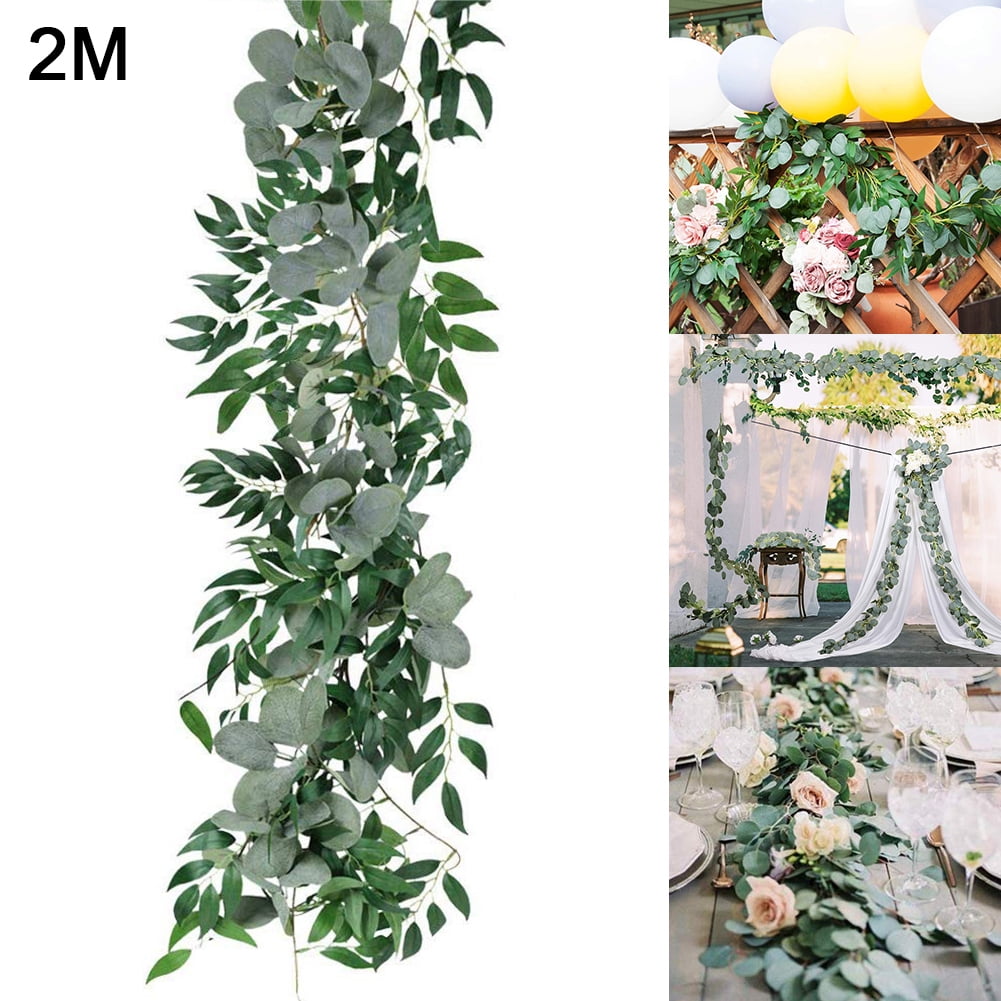 HICESS Artificial Hanging Eucalyptus Vine Leaves Garland Party Photo ...