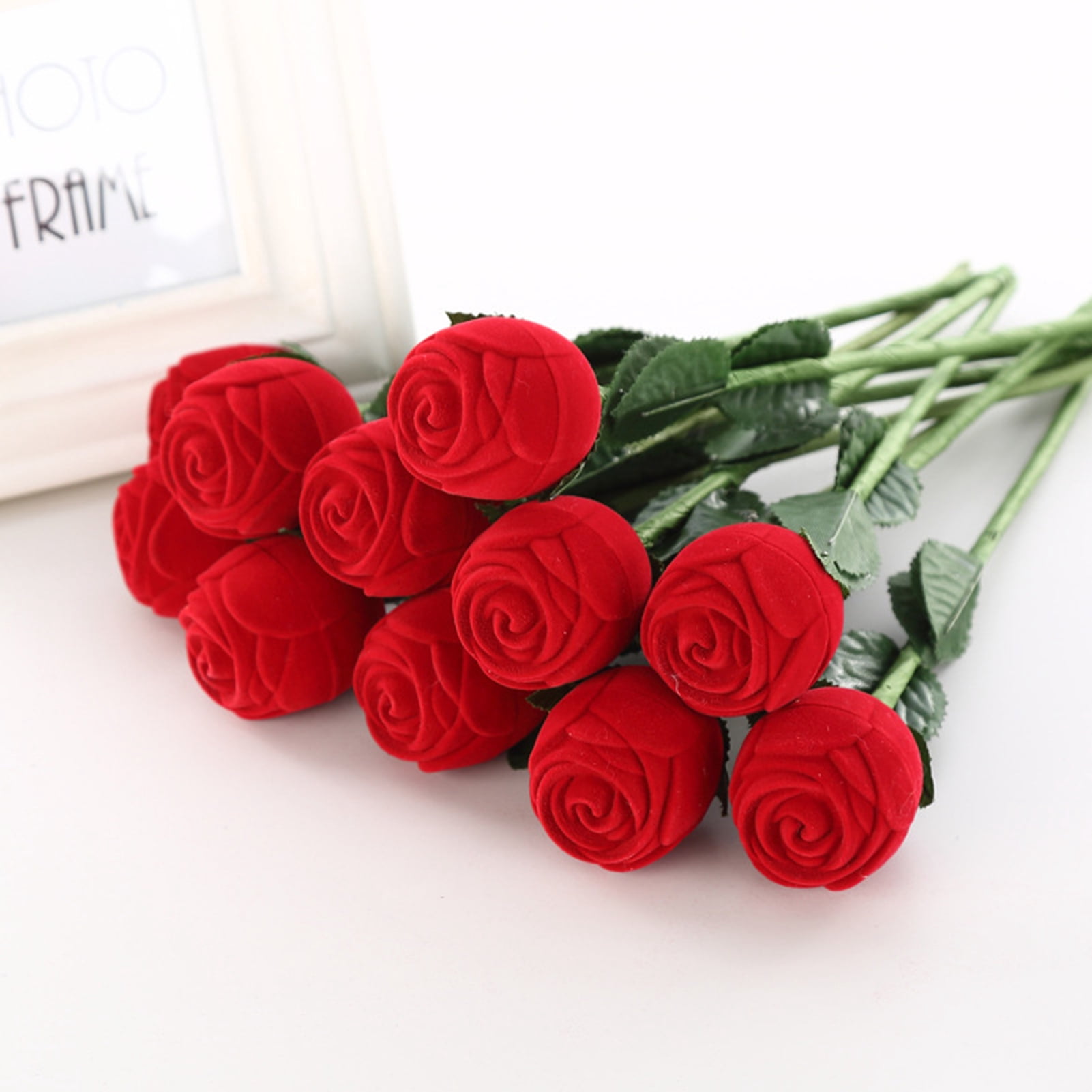 HICESS Beautiful Rose Shape Ring Box Romantic Decorative Fabric Ring ...