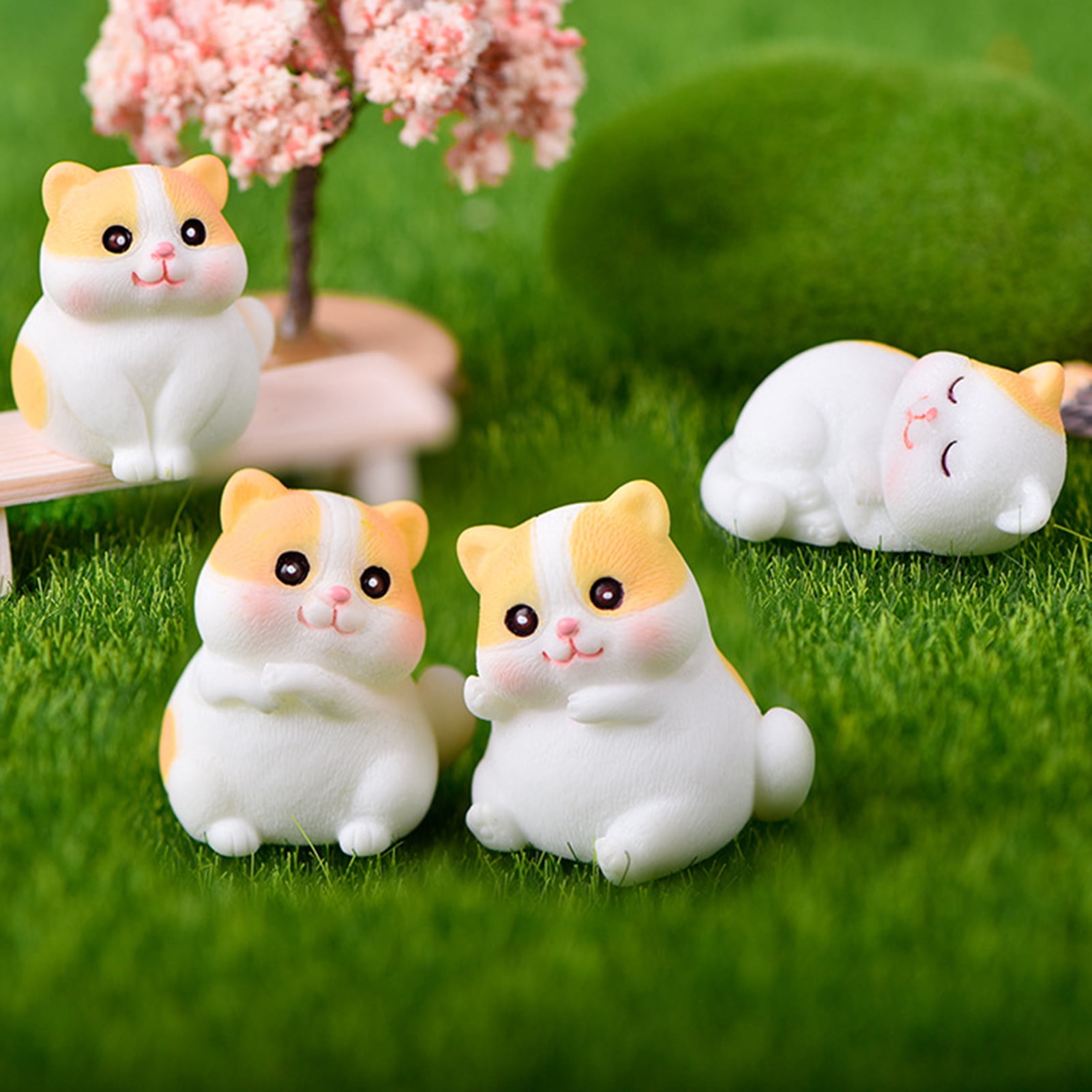 HICESS Cat Figurine Delicate Cartoon Casting Fairy Garden Small Kitten ...