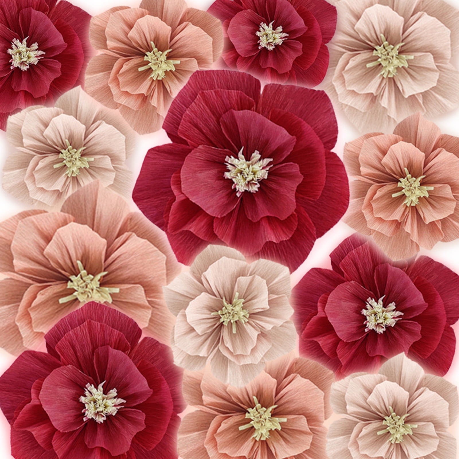 HICESS Crepe Paper Flowers DIY Handmade Paper Flower Wall Art ...