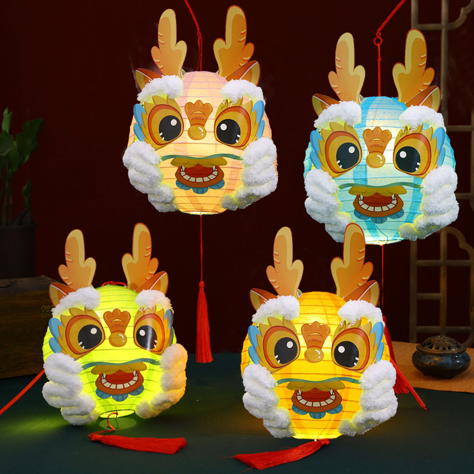 HICESS DIY Chinese Lantern Rich Color Tassel Design Mid-Autumn Paper ...