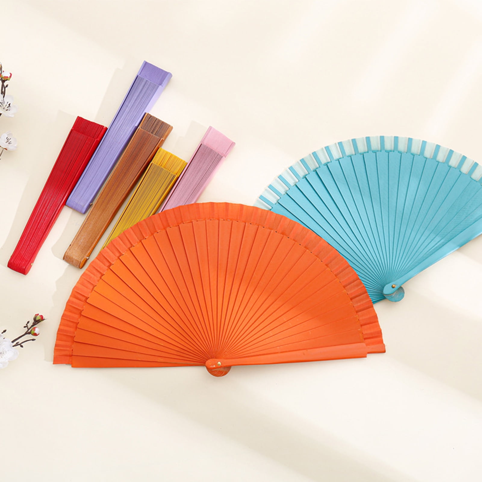 HICESS Folding Fan Smooth Opening/Closing Plain Classical Art Craft ...