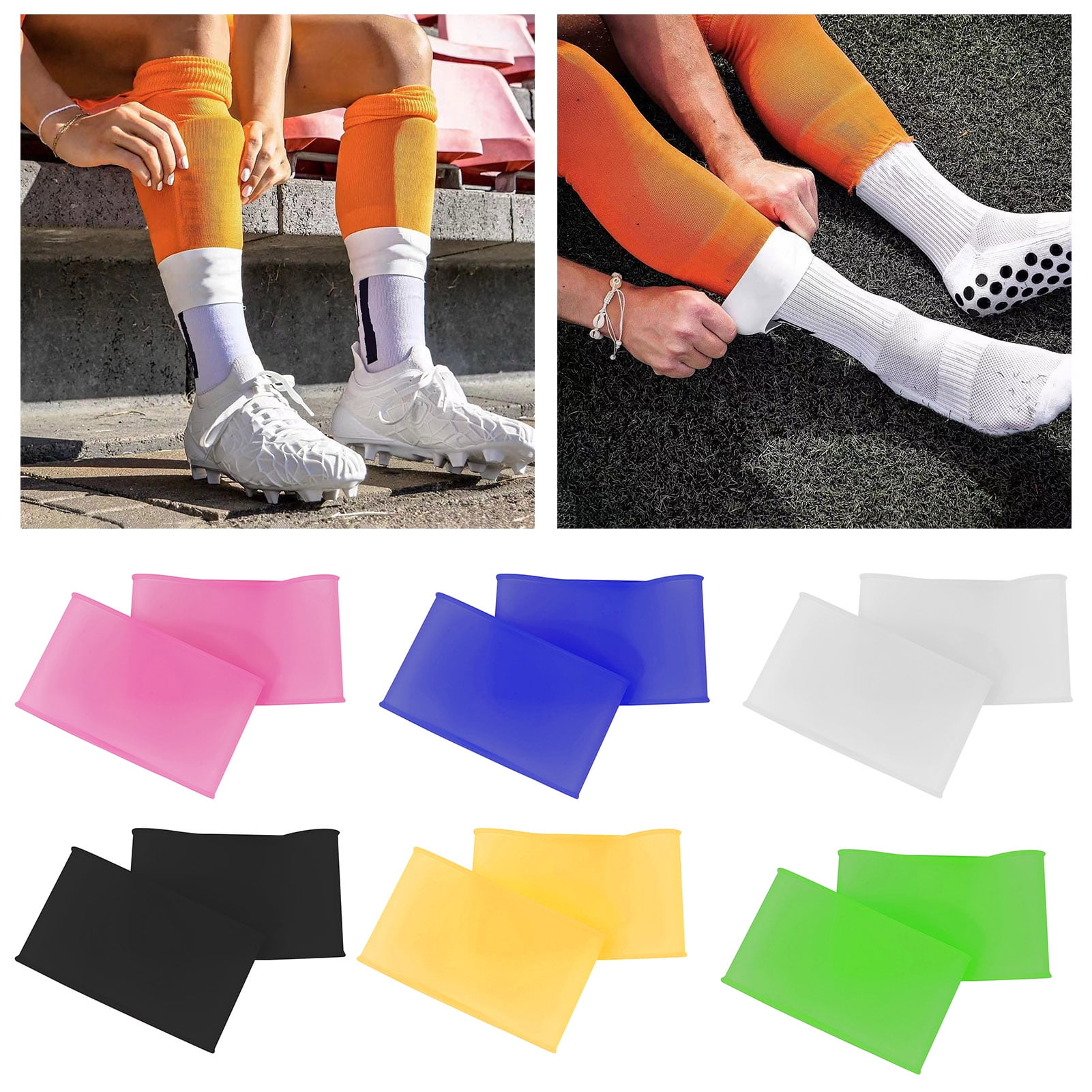 HICESS Soccer Shin Guard Straps Silicone Leg Bands Anti-Slip Legging ...