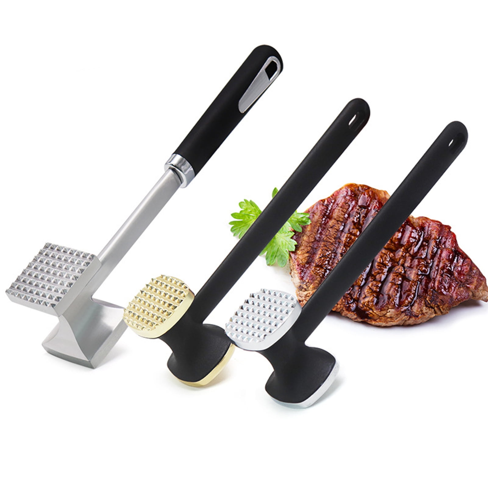Hicess Stainless Steel Meat Tenderizer Hammer Tool Double Sided Tendon
