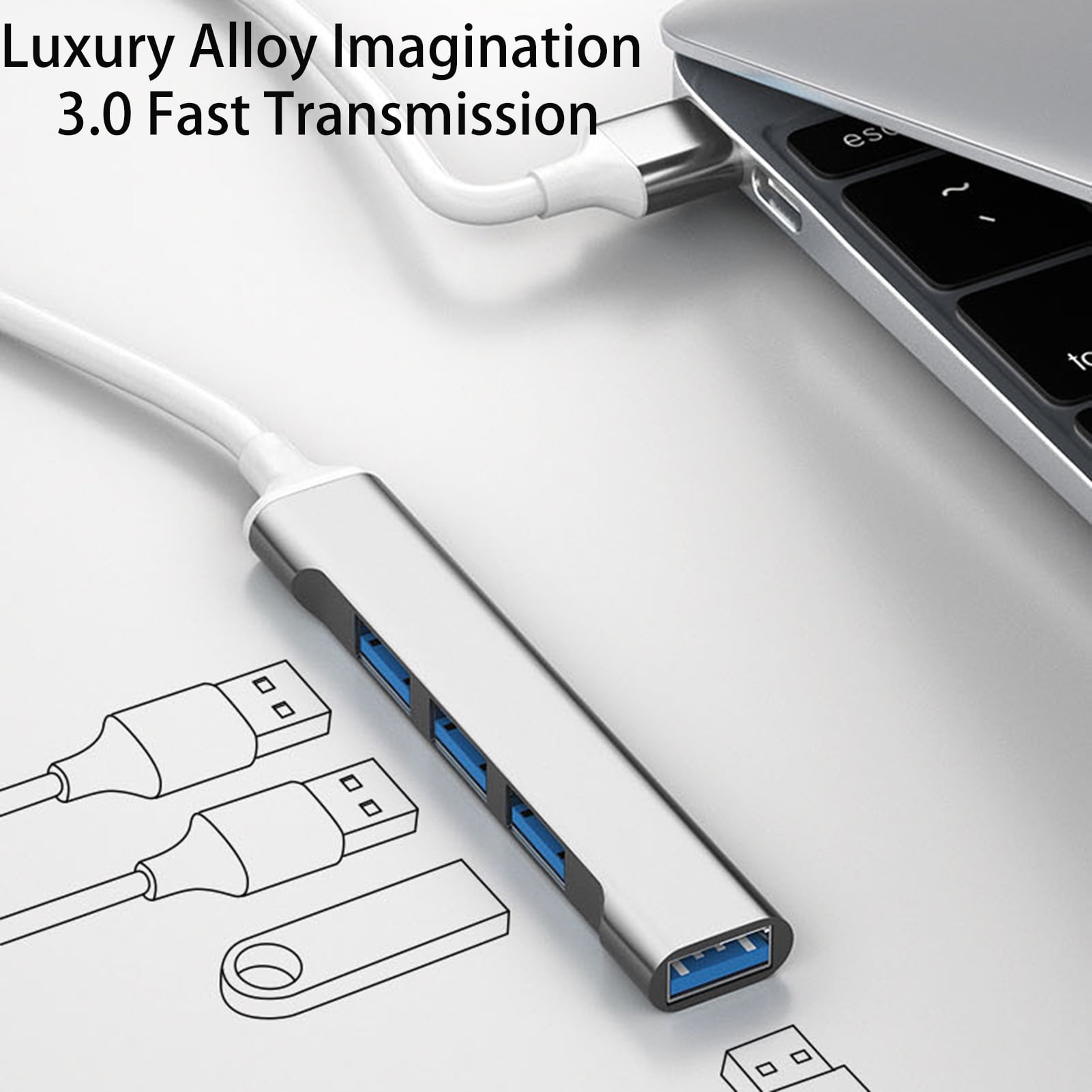 HICESS USB Hub 4 in 1 Multifunctional High Speed Driver-free Fast Heat Dissipation File Transfer ...